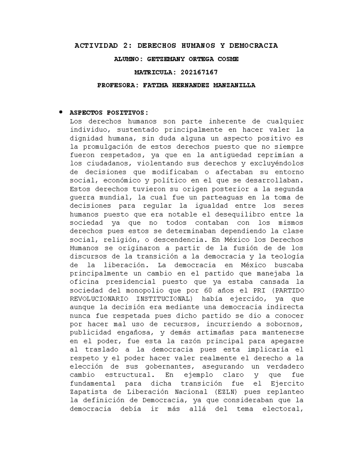 Actividad 2 Derechos Humanos Y Democracia - FORO - ACTIVIDAD 2: DERECHOS HUMANOS Y DEMOCRACIA ...