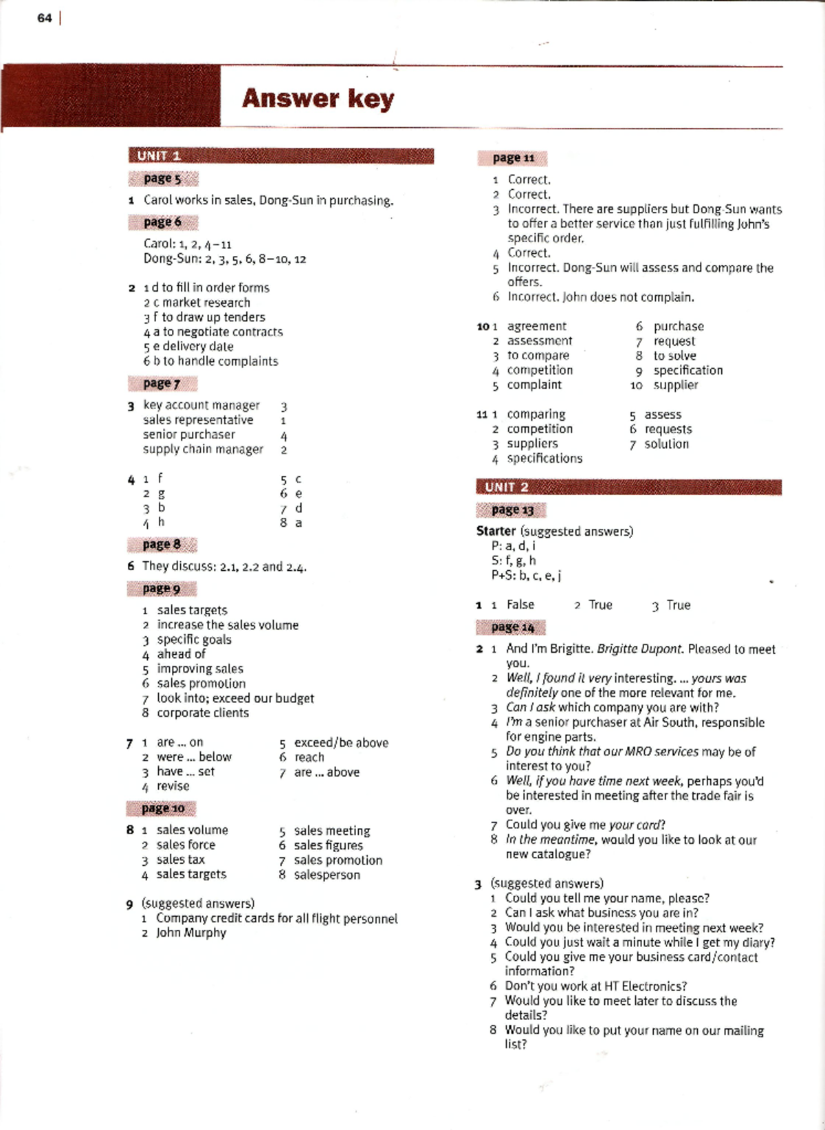 Answers BOOK - Ingles Comercio Internacional - 64 I Answer key Pagqt ...