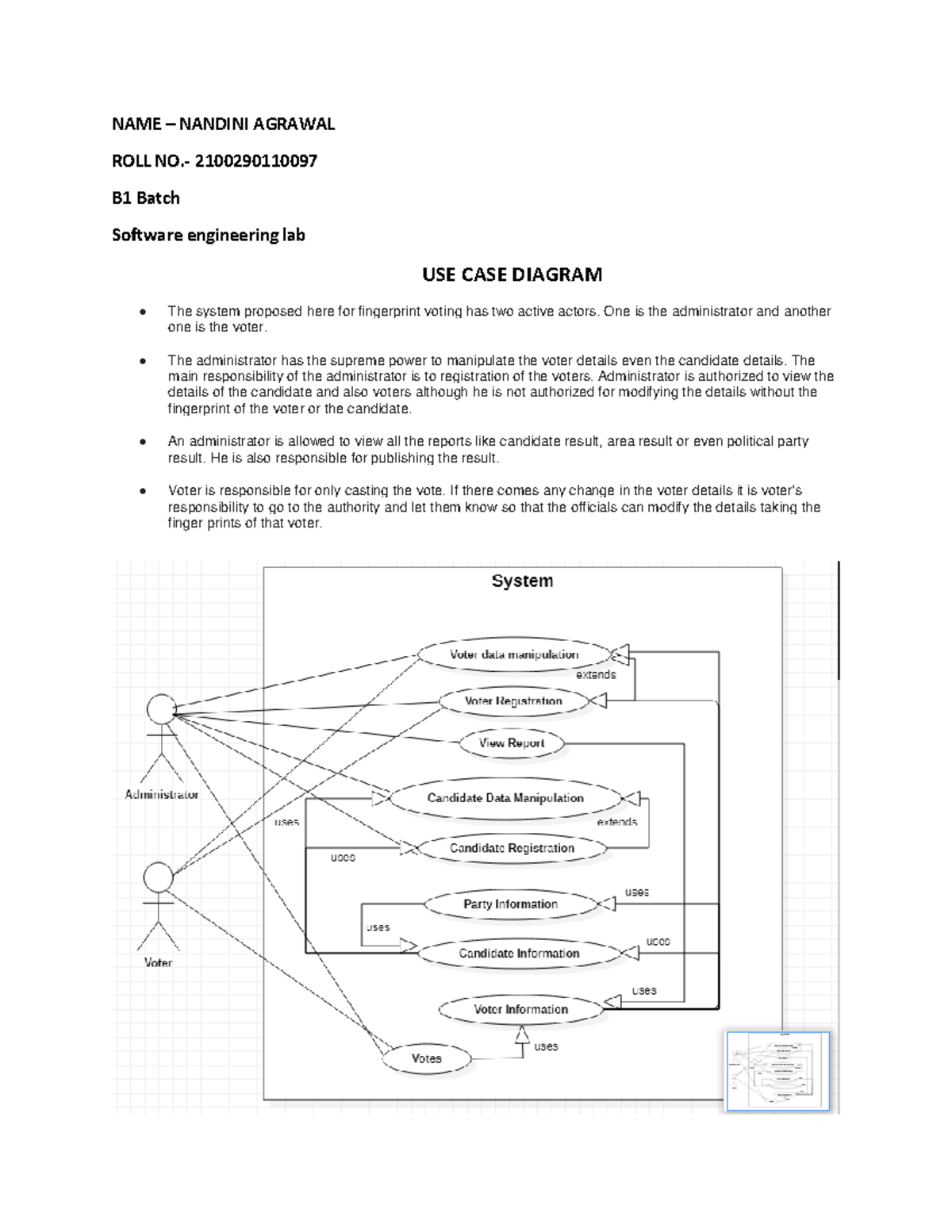 Use Case Diagram - NAME – NANDINI AGRAWAL ROLL NO.- 2100290110097 B1 ...