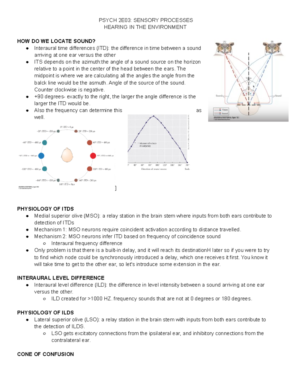 10 Hearing in the Environment - PSYCH 2E03: SENSORY PROCESSES HEARING IN THE ENVIRONMENT HOW DO ...