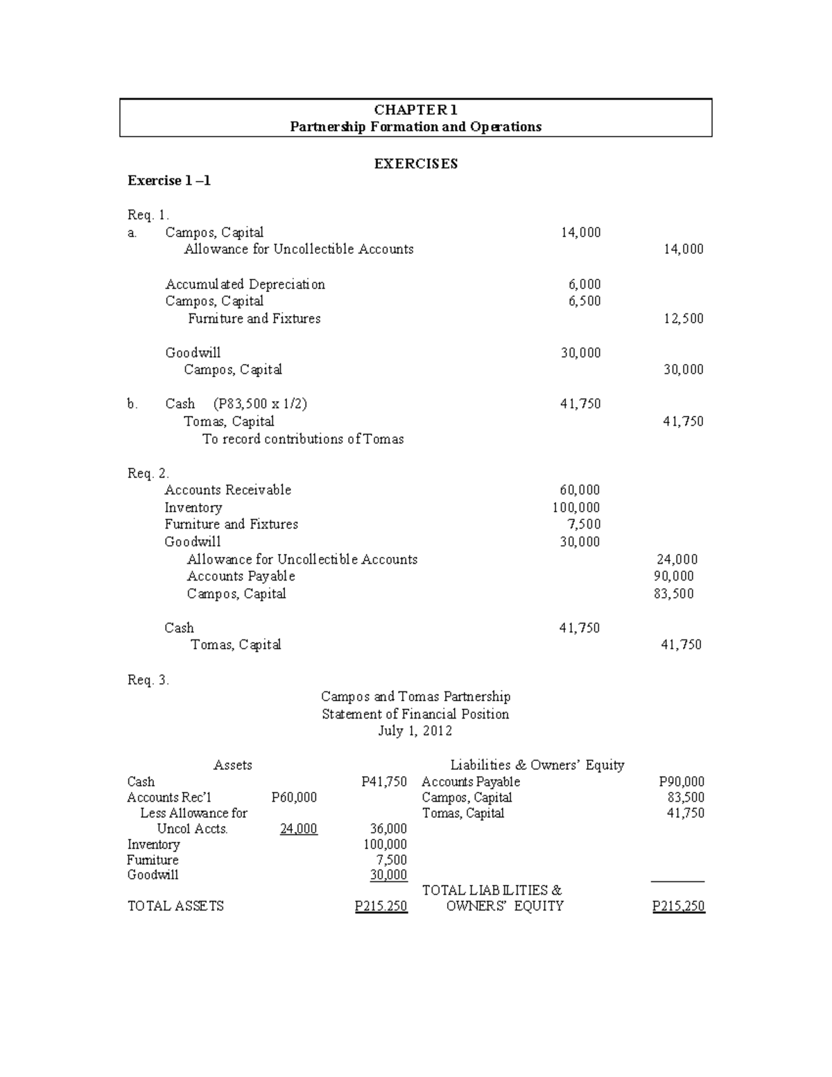 Chapter 1aa1sol - Partnership formation - CHAPTER 1 Partnership ...