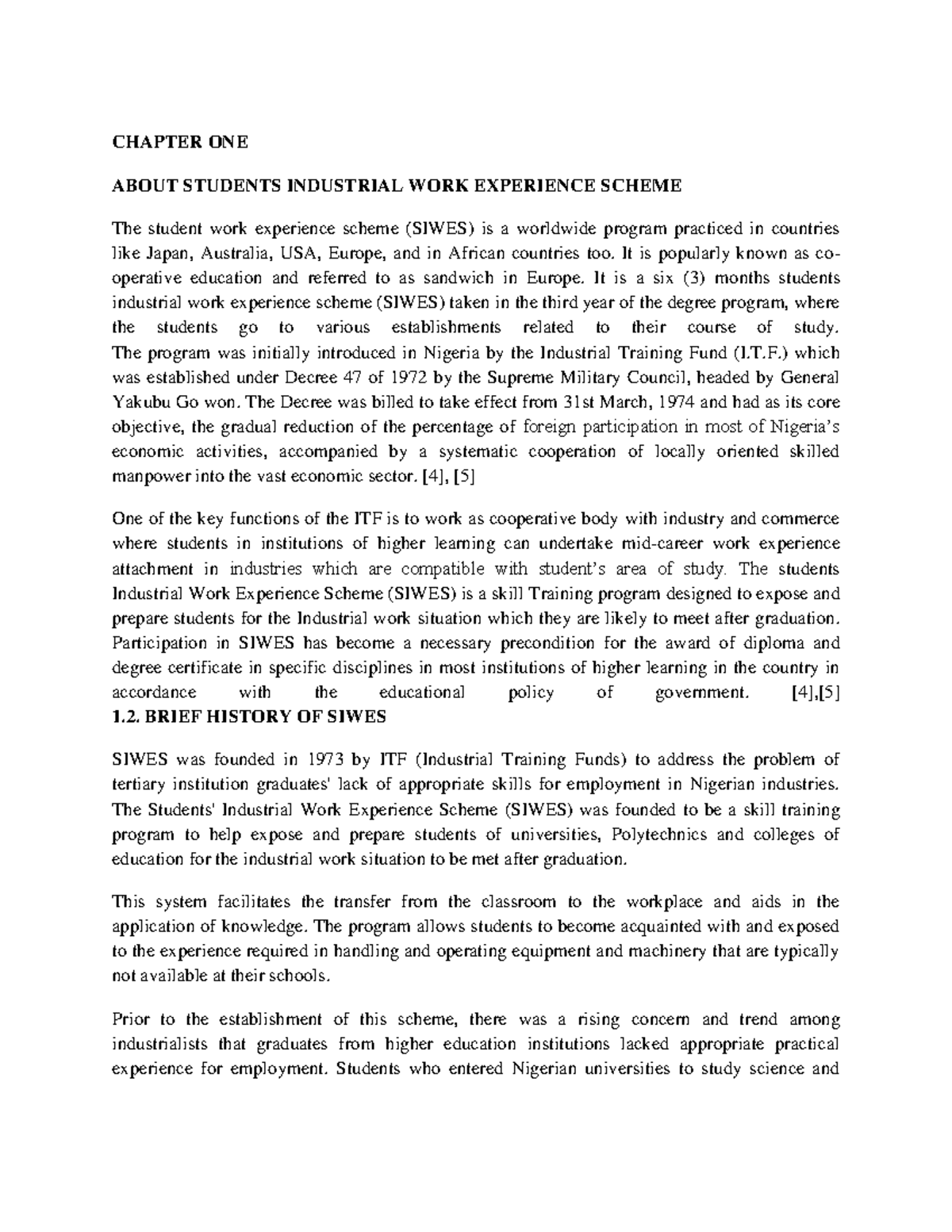 ADDA Siwes - CHAPTER ONE ABOUT STUDENTS INDUSTRIAL WORK EXPERIENCE ...