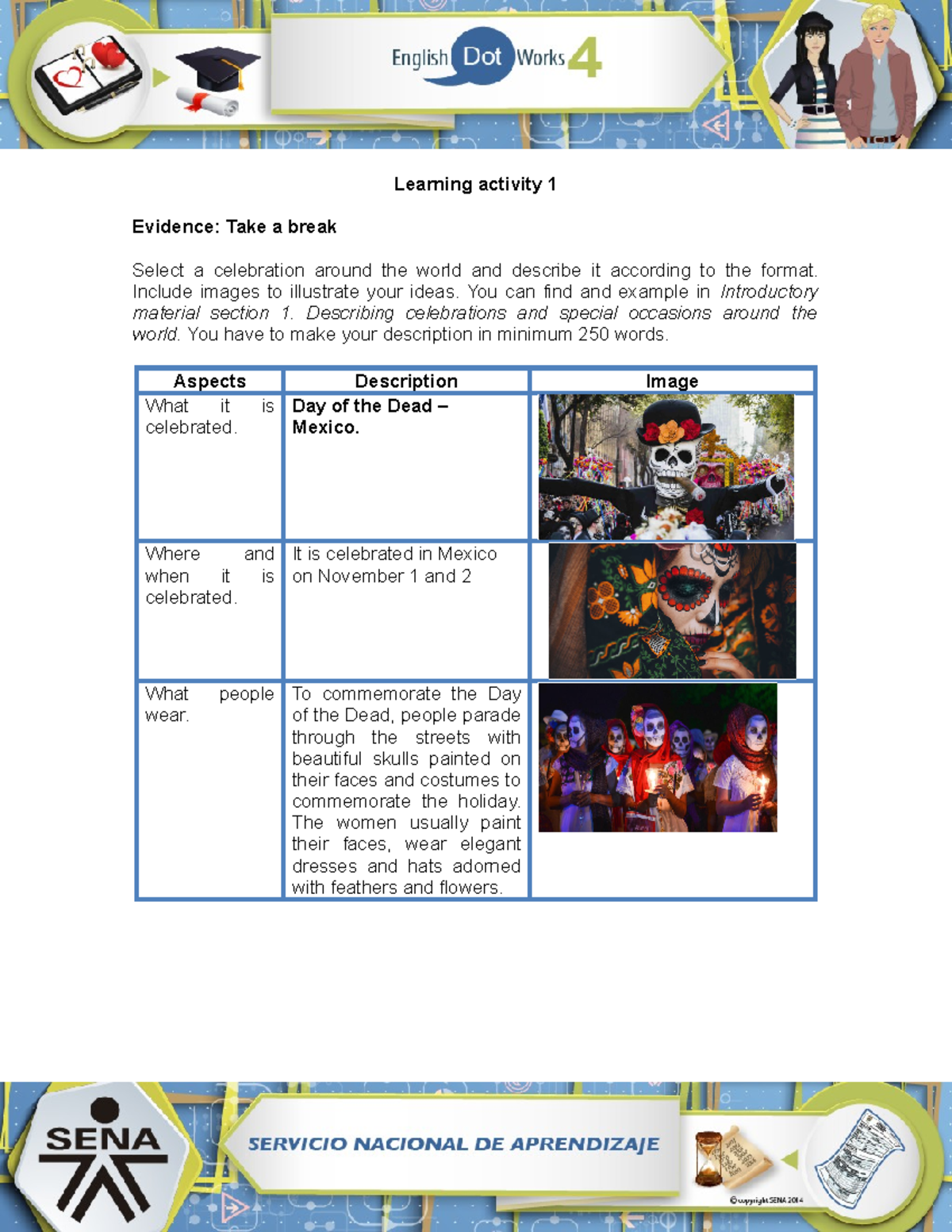 Actividad 1 DE Ingles 4 - Learning activity 1 Evidence: Take a break ...