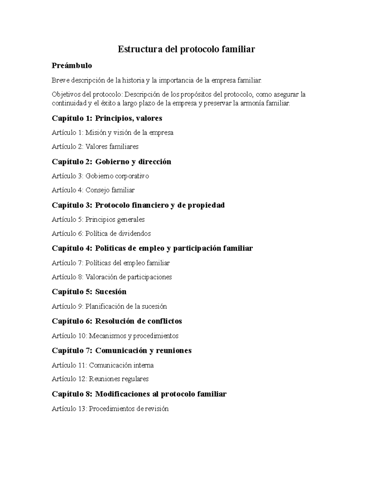 Estructura del protocolo familiar - Estructura del protocolo familiar ...