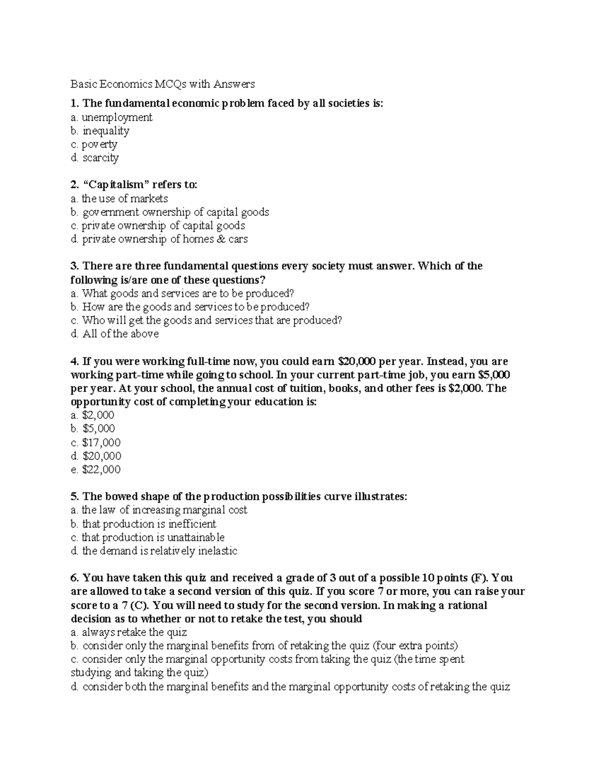 Economics mcqs - I am oftheviewthatthis topicishelp ful - Basic ...