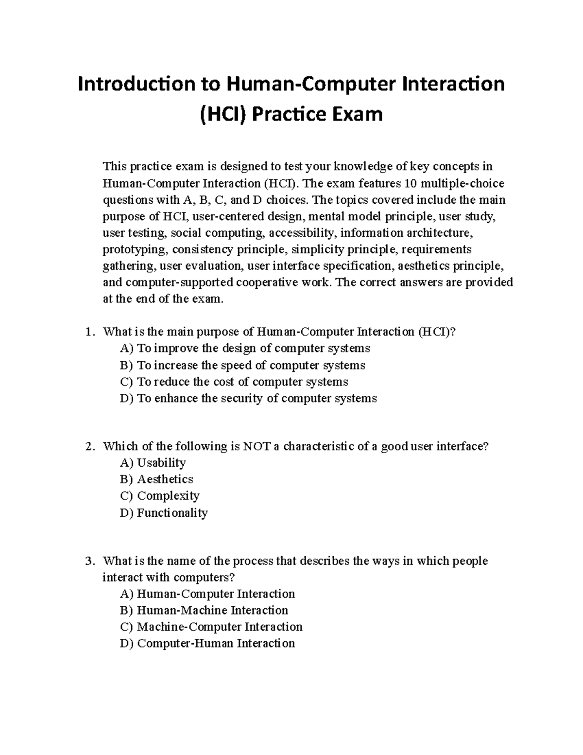 Introduction to Human Practice Exams - Introduction to Human-Computer ...