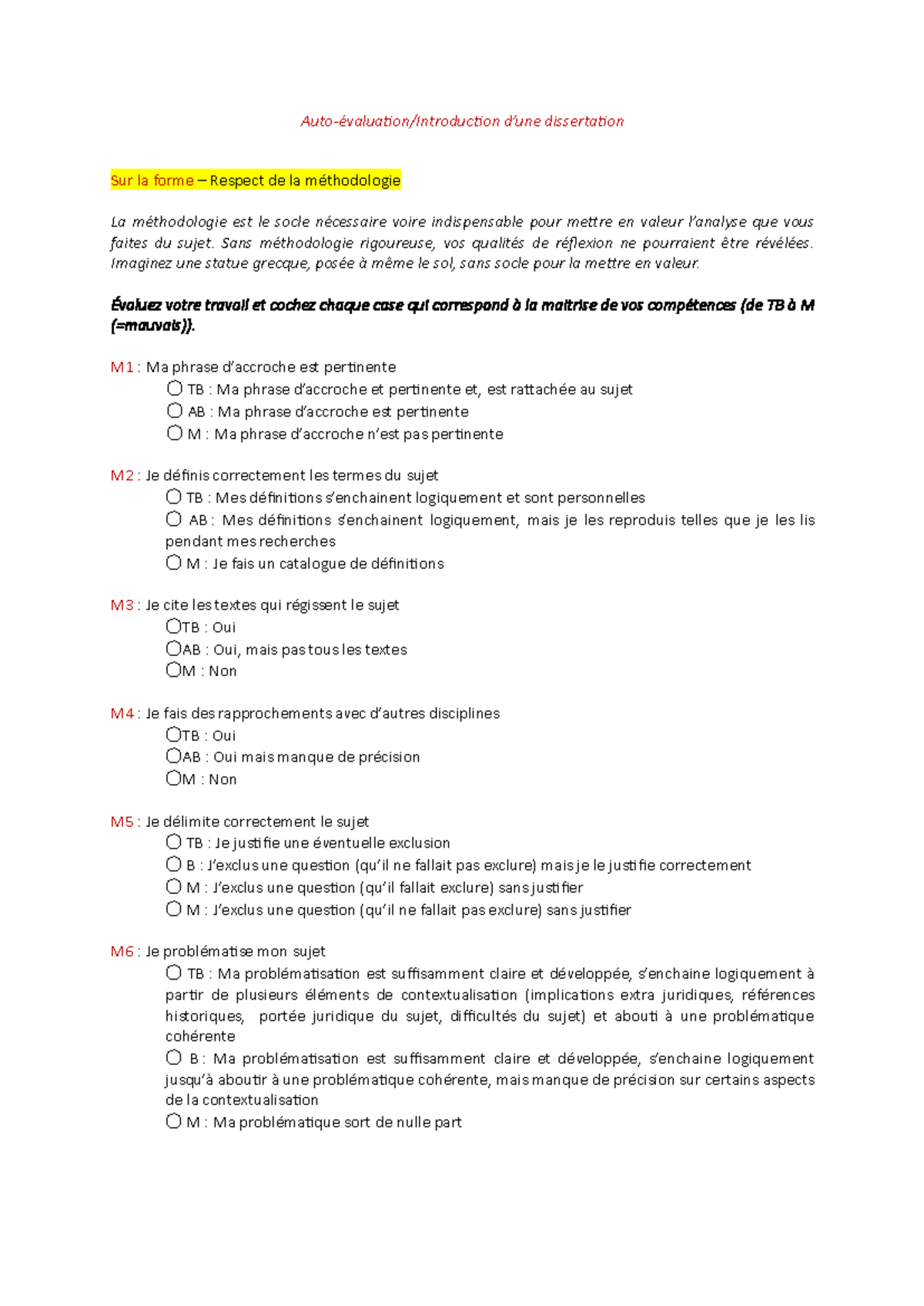 Auto-évaluation Introduction de dissertation copie - Auto-évaluaon/Introducon d’une disserta*on ...