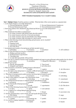 2ND Periodical TEST EIM - Republic of the Philippines Department of ...