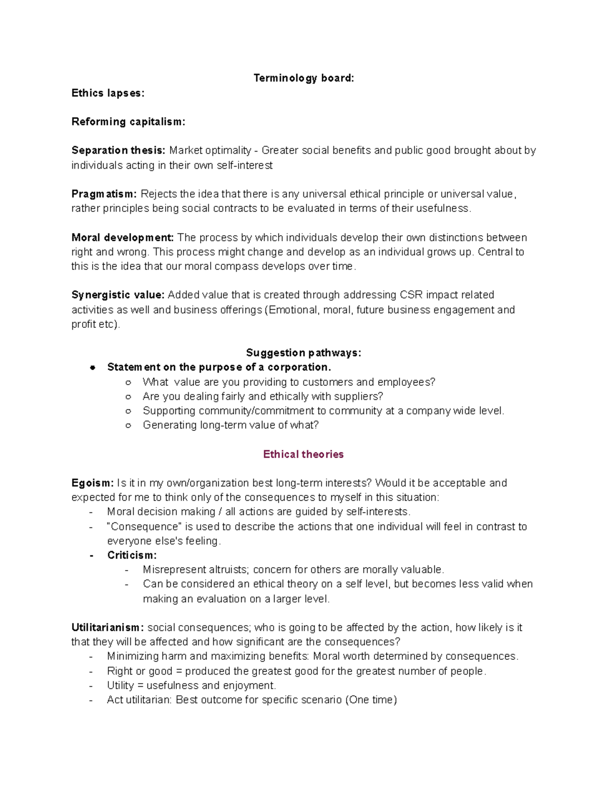 Business marketing and ethics notes - Terminology board: Ethics lapses ...