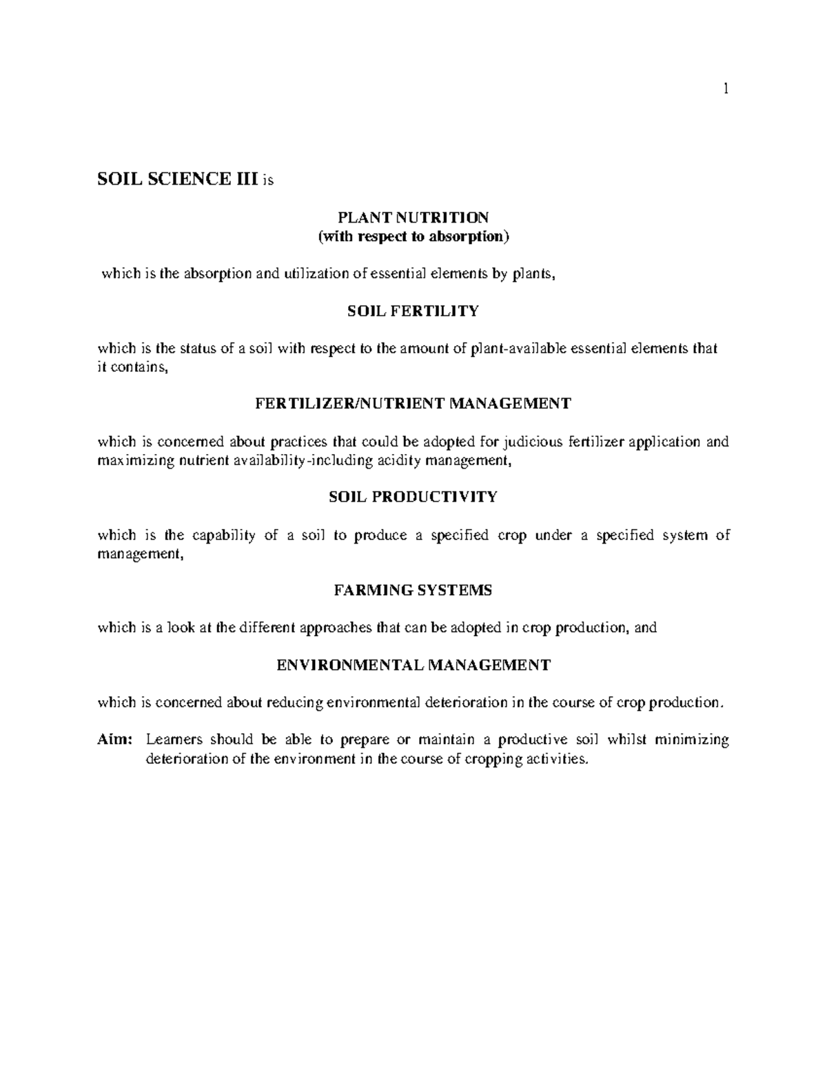 Soil3 guidenotes 2022 - notes - SOIL SCIENCE III is PLANT NUTRITION ...