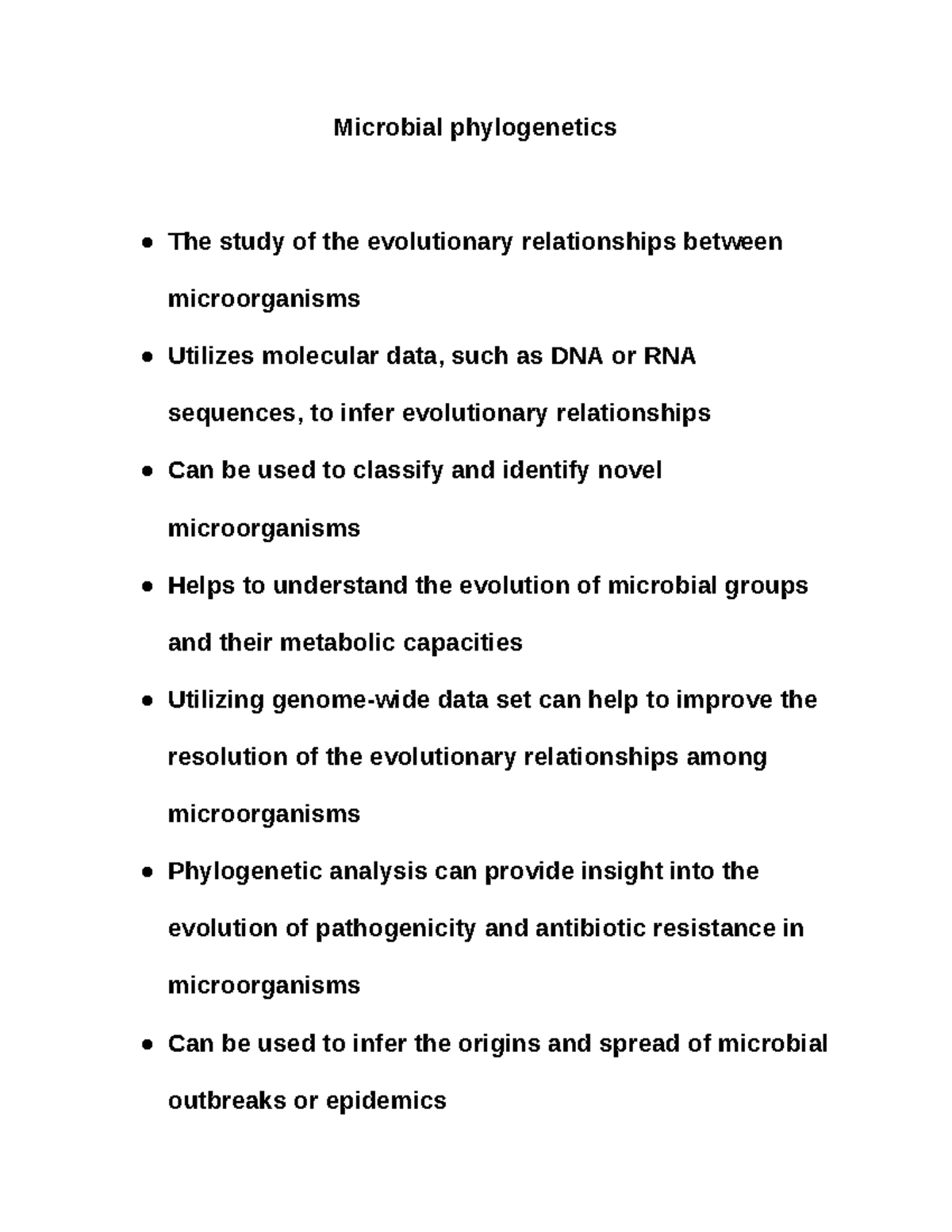 Microbial phylogenetics - Google Docs - Microbial phylogenetics The ...