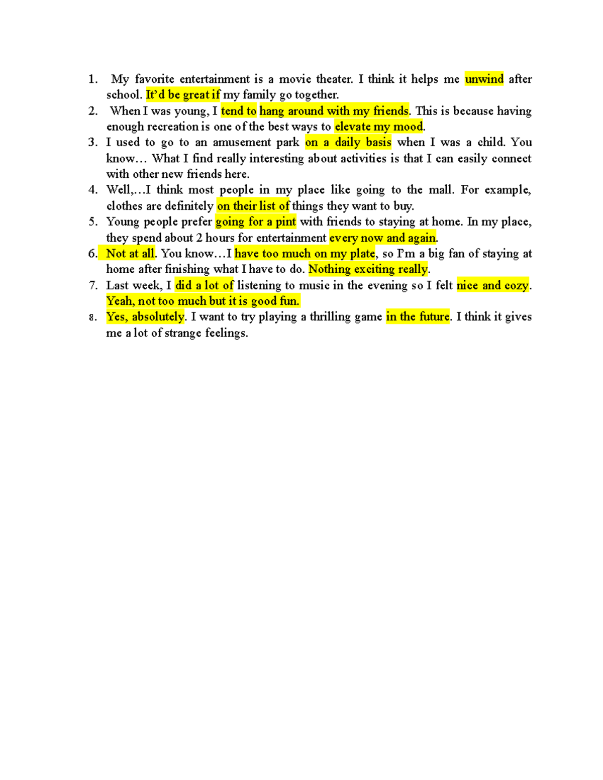 Week3 - sfasfas - My favorite entertainment is a movie theater. I think ...