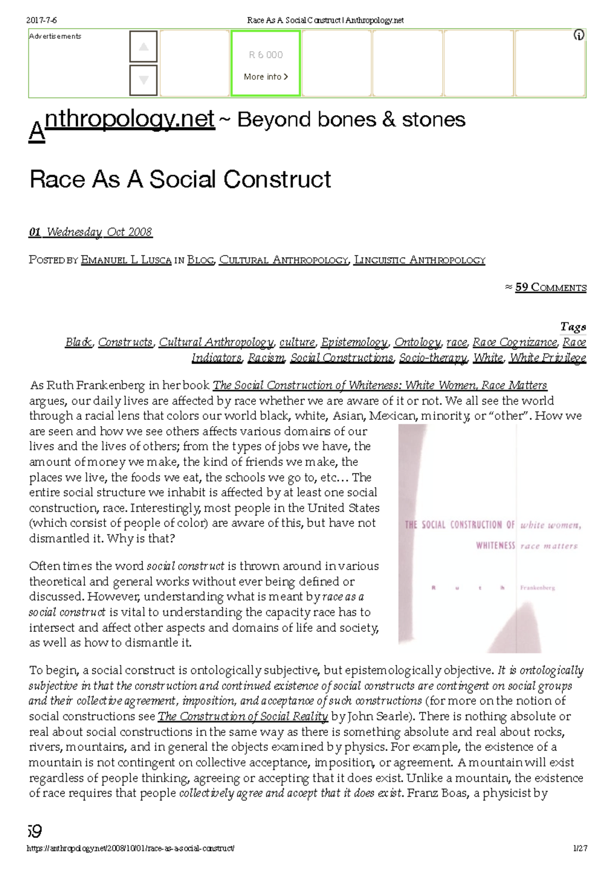 Race As A Social Construct Anthropology[ 1813] - Tags A nthropology ...