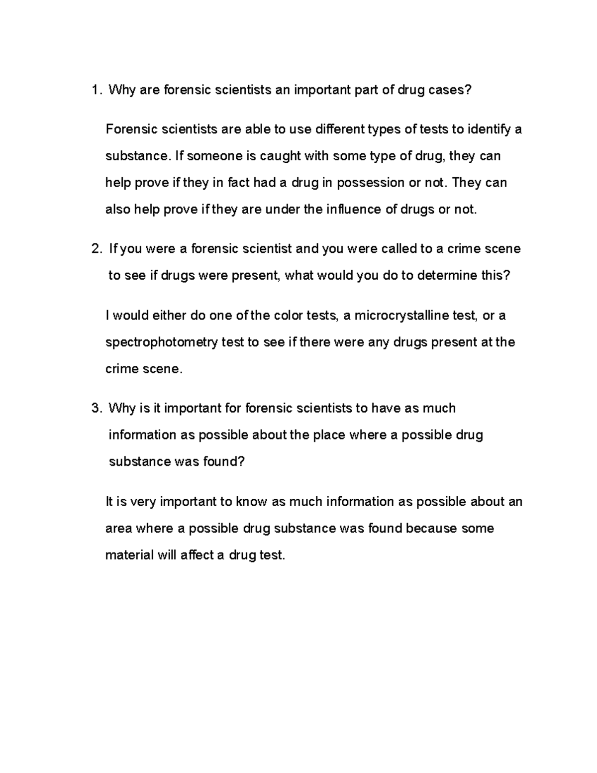 Unit 1 Thinking - Why are forensic scientists an important part of drug ...