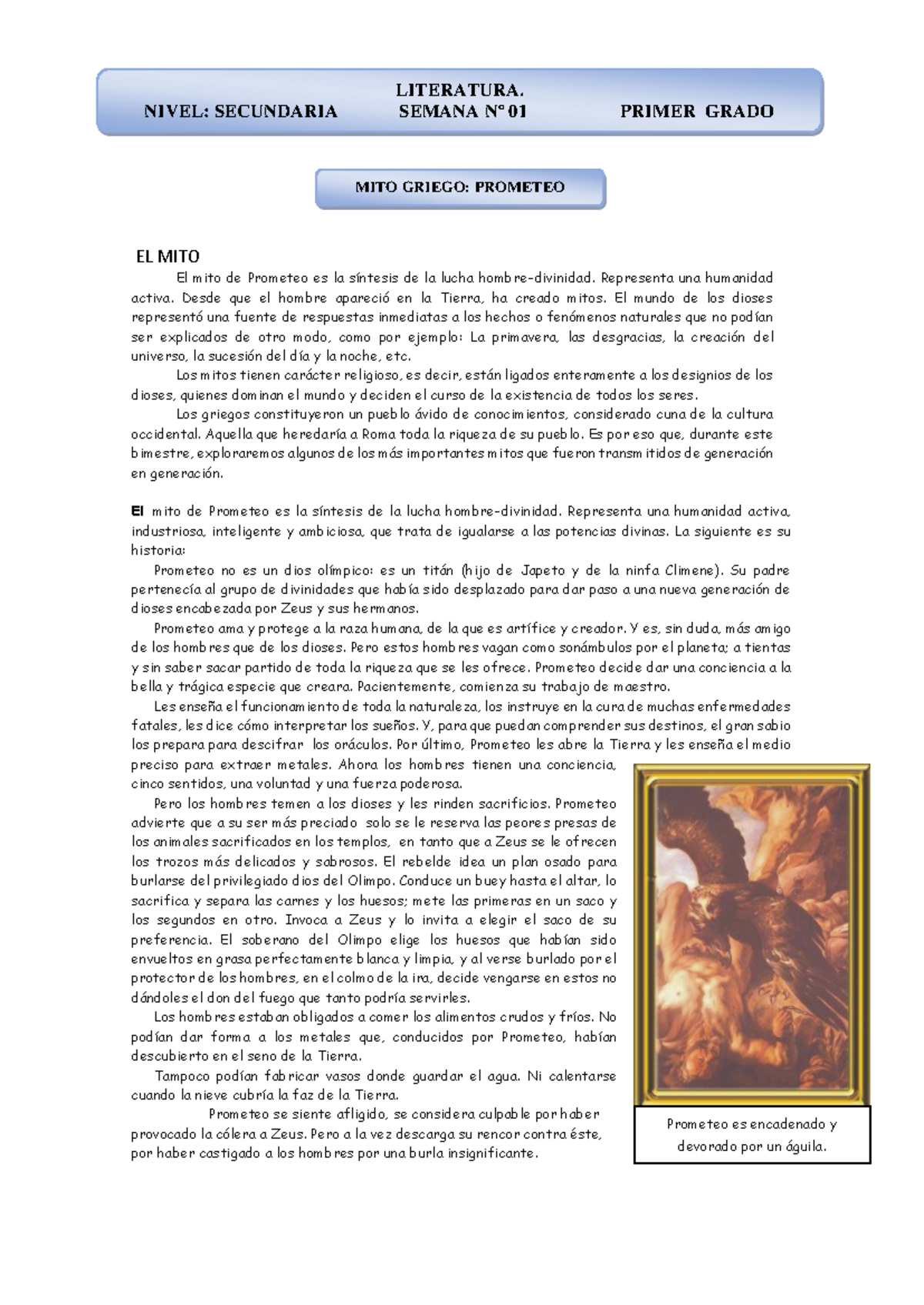 EL MITO DE Prometeo - Resumen Ciencias Sociales - EL MITO El mito de ...