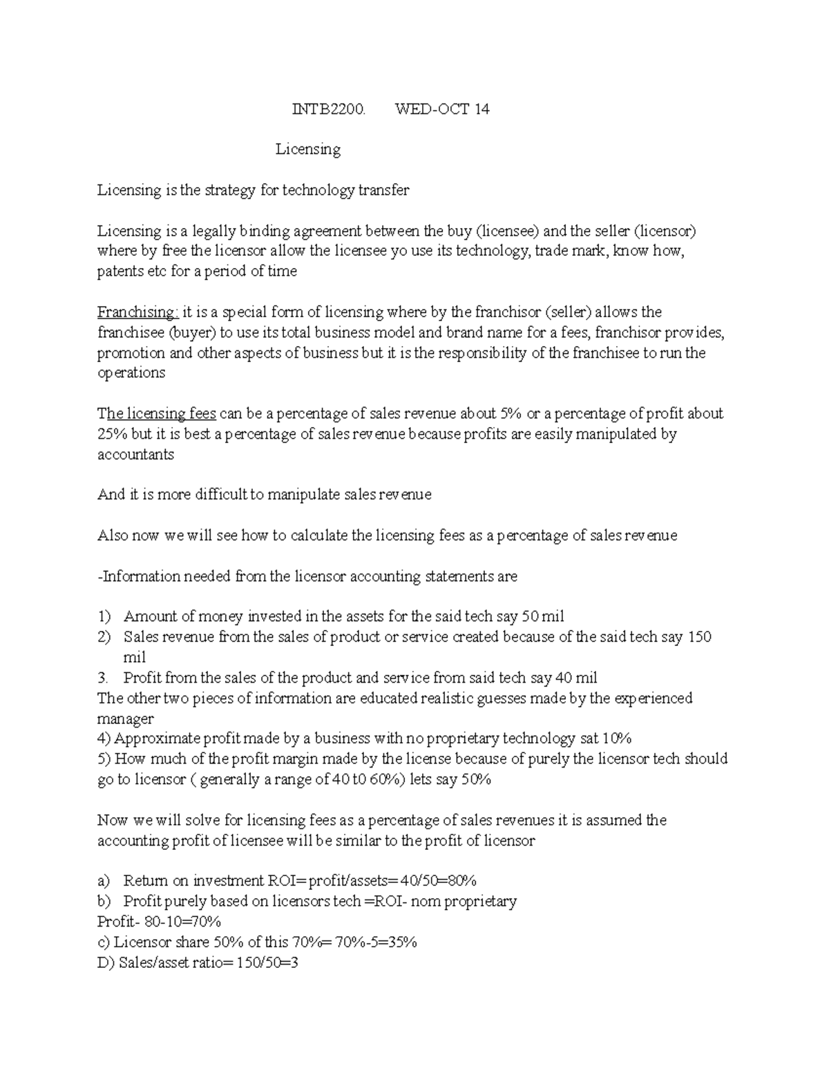 intb2200-pdf-good-notes-for-exam-intb2200-wed-oct-14-licensing