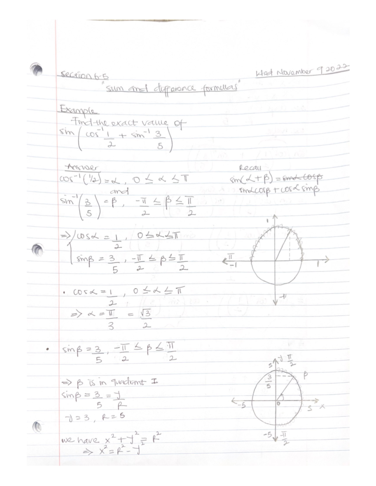Math Notes 11 - The sum and difference formula - MATH 3 - Studocu