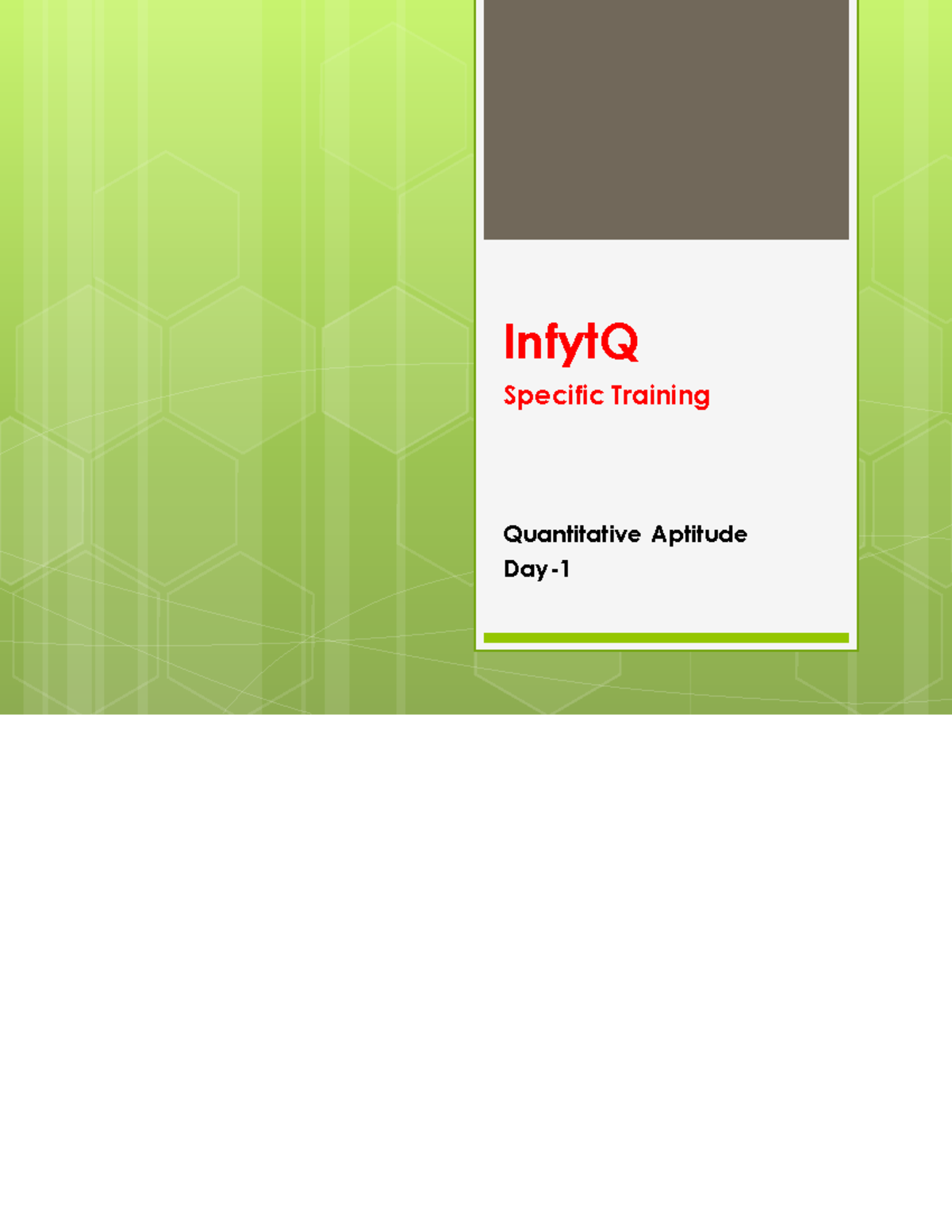 Data manipulation language - InfytQ Specific Training Quantitative Aptitude Day- Percentage Q-1 ...