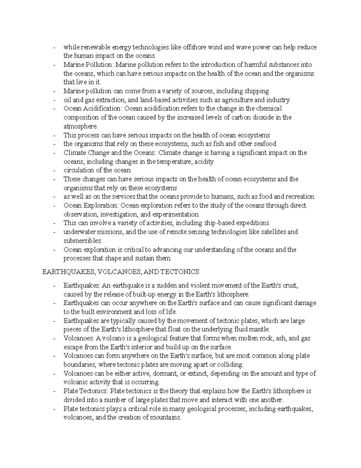 Earth Science Notes 9 ECC - while renewable energy technologies like ...