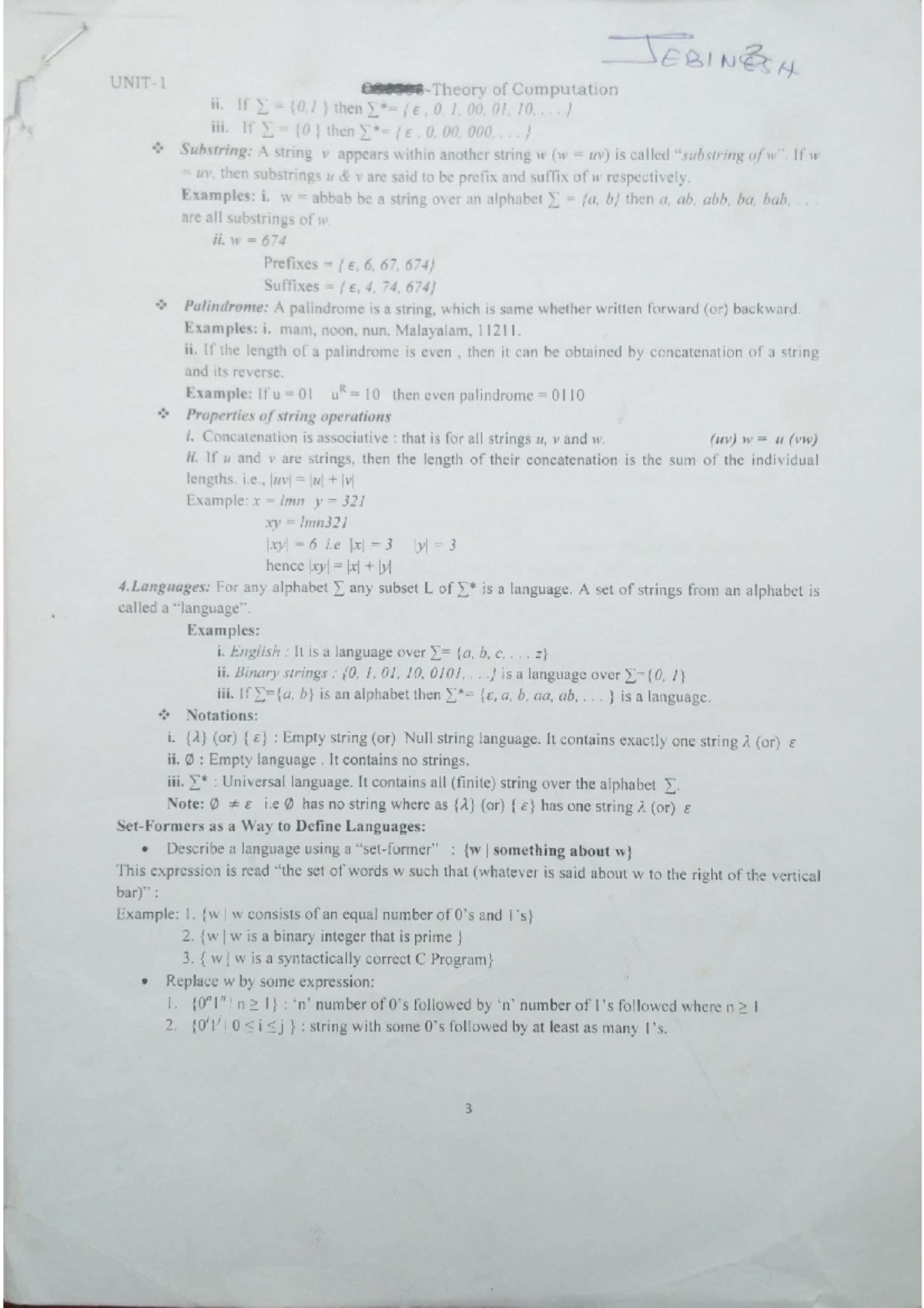 TOC UNIT 1 - TOC - CP5292 - Studocu