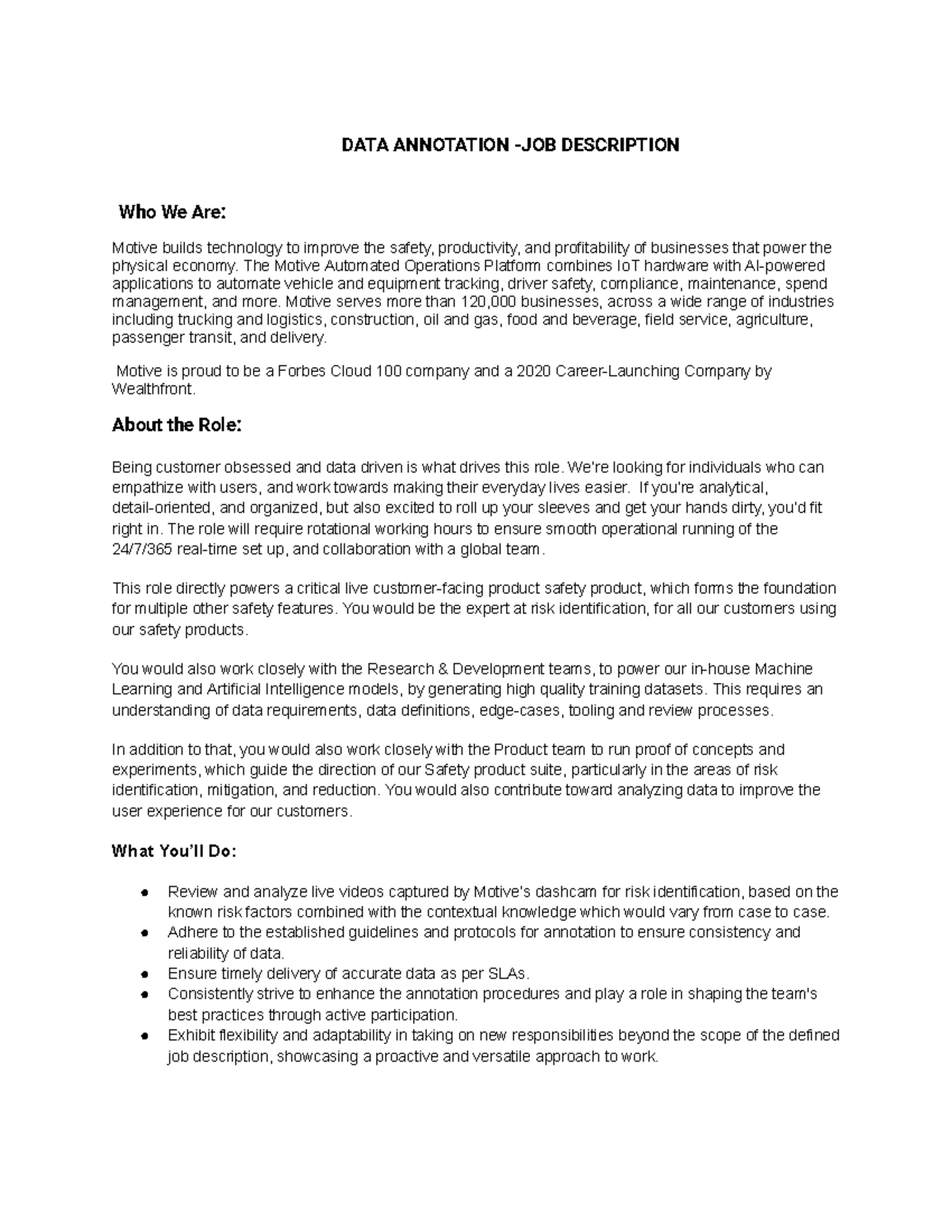 Data Annotation - JD - m,,mm, - DATA ANNOTATION -JOB DESCRIPTION Who We ...