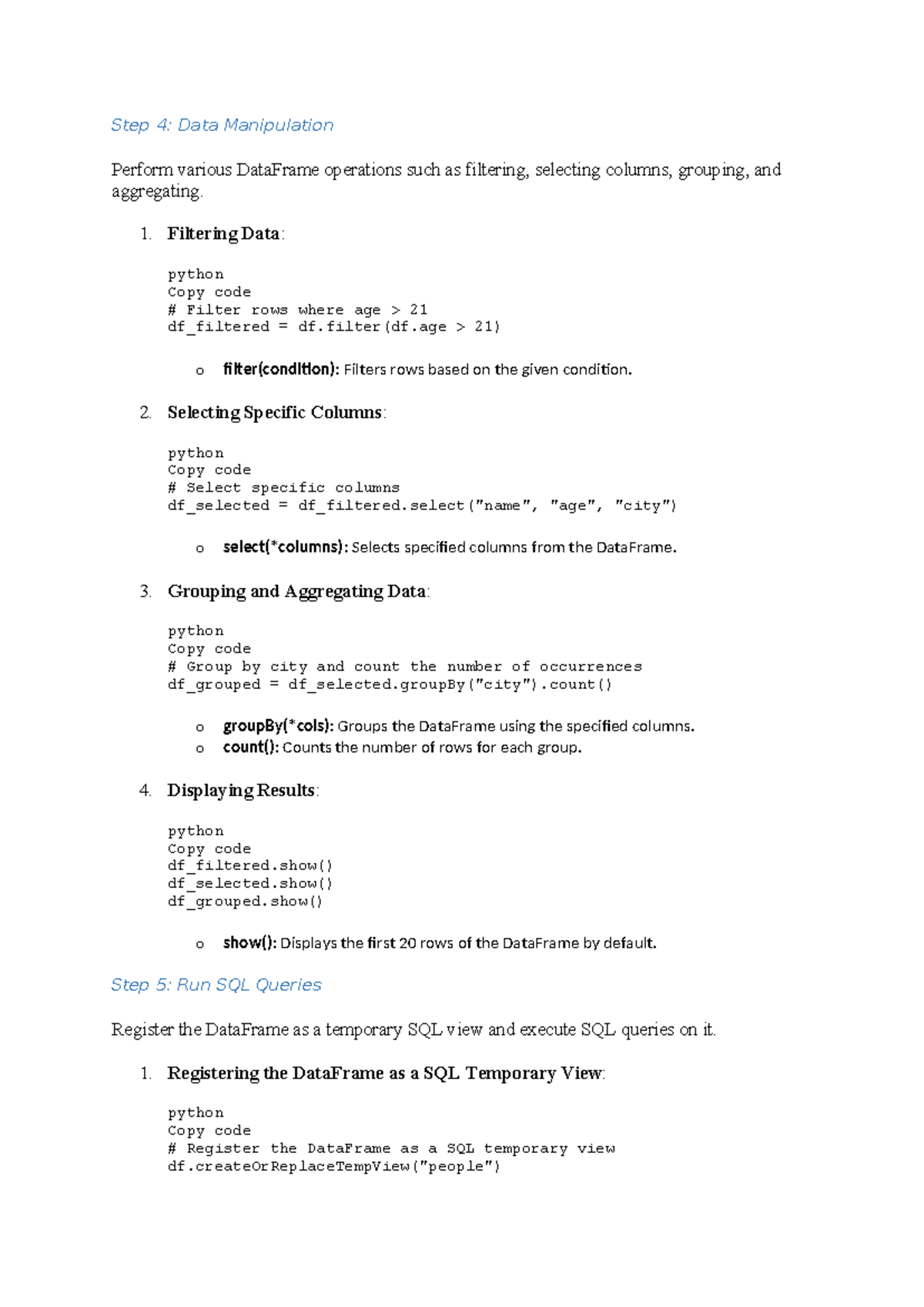 Data Manipulation - Step 4: Data Manipulation Perform various DataFrame ...