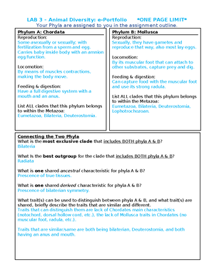 BIO 1030 Lab 1 Assignment - Lab 1 Assignment Figure 1. Phylogenetic ...