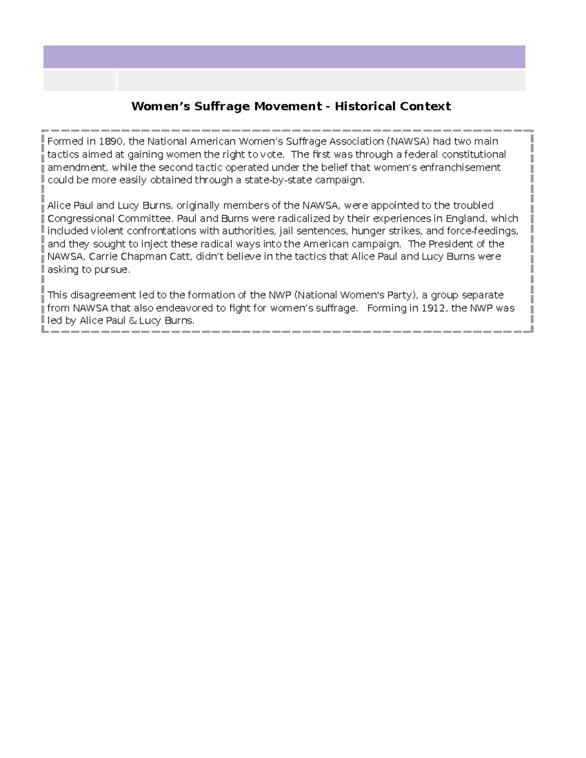 Women suffrage 19th - Lecture notes 3 - HIST 270 C - Studocu