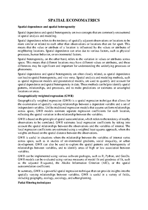 TIME Series AND Spatial Econometrics - TIME SERIES AND SPATIAL ...