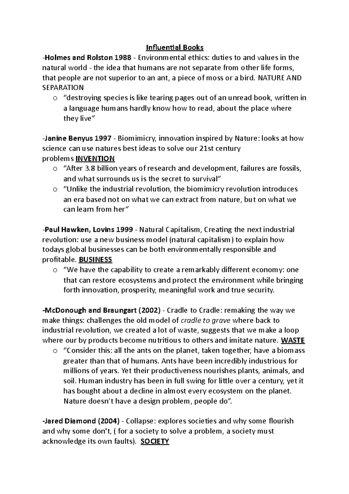 Notes for Midsem - Inluenial Books Holmes and Rolston 1988 ...