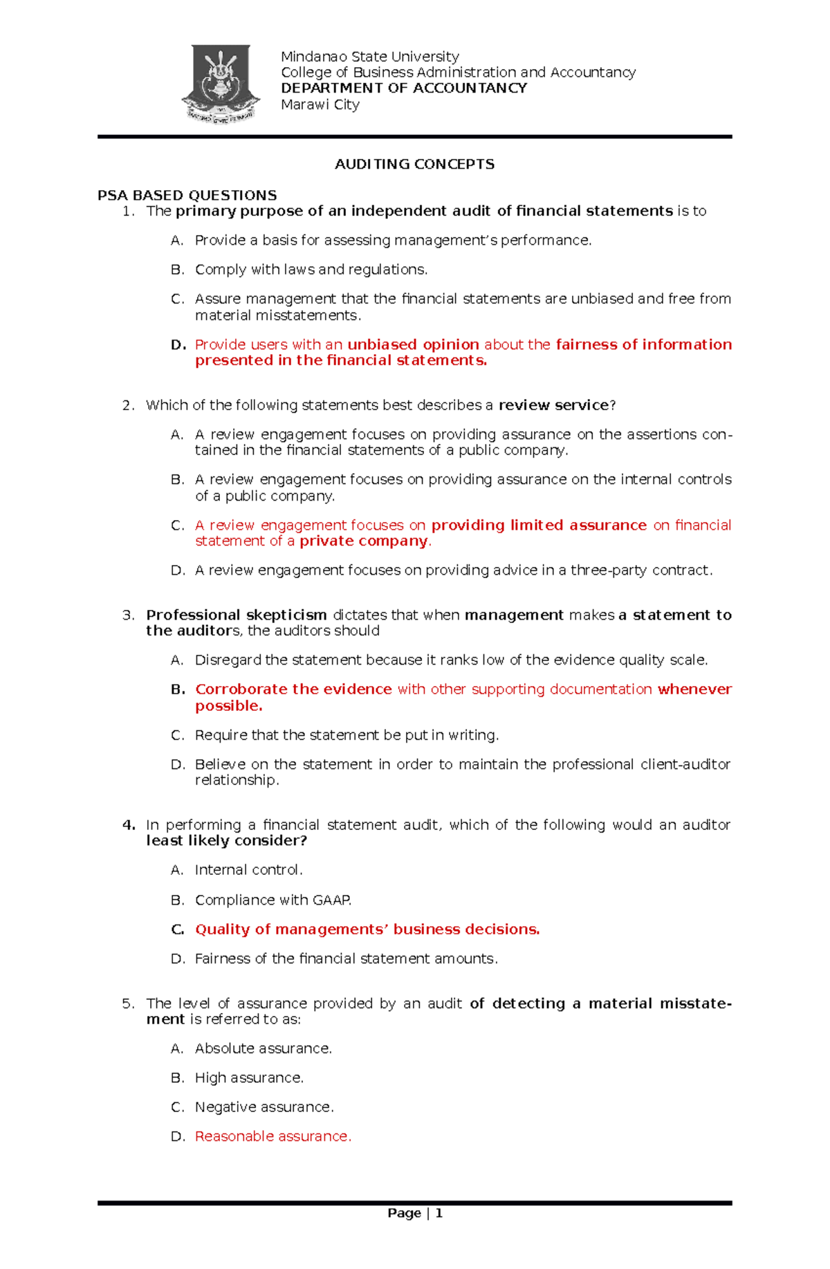 Module 1 Auditing Concepts - Mindanao State University College of ...