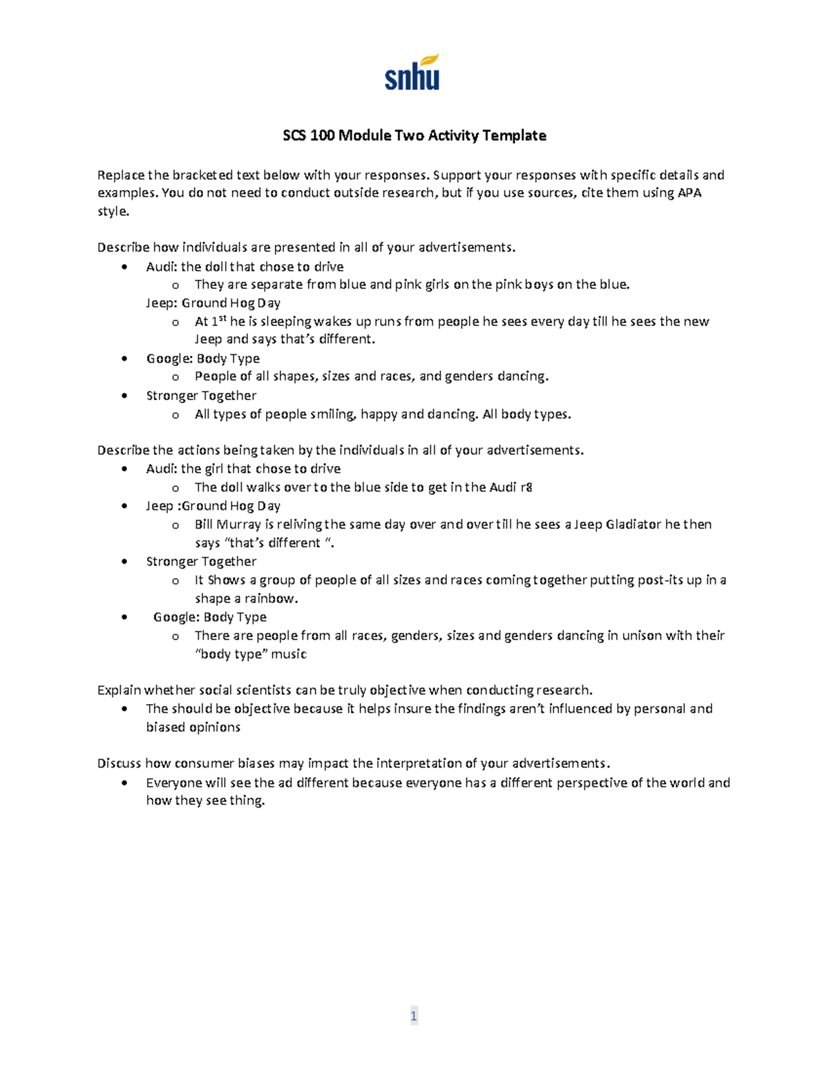 SCS Module Two - Social sciences mod 2 - 1 SCS 100 Module Two Activity ...