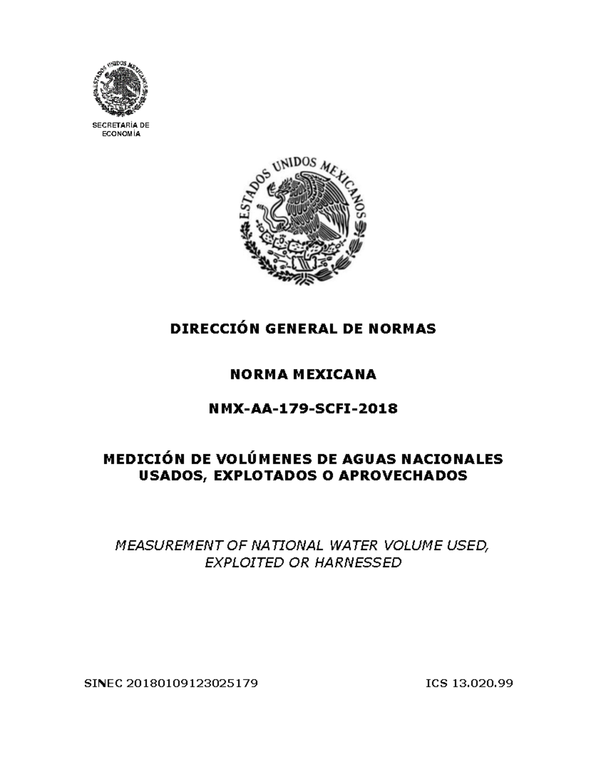 NMX AA 179 SCFI 2018 - Normal Mexicana - SECRETARÍA DE ECONOMÍA ...