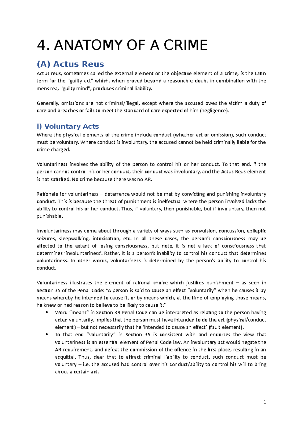 4. Anatomy of a Crime - Detailed exam notes for Criminal Law, Part A of ...