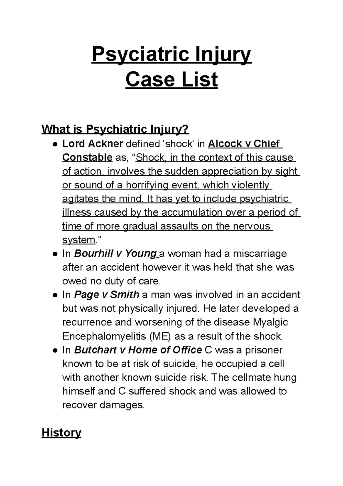 Psychiatric Injury Case List - Psyciatric Injury Case List What is ...