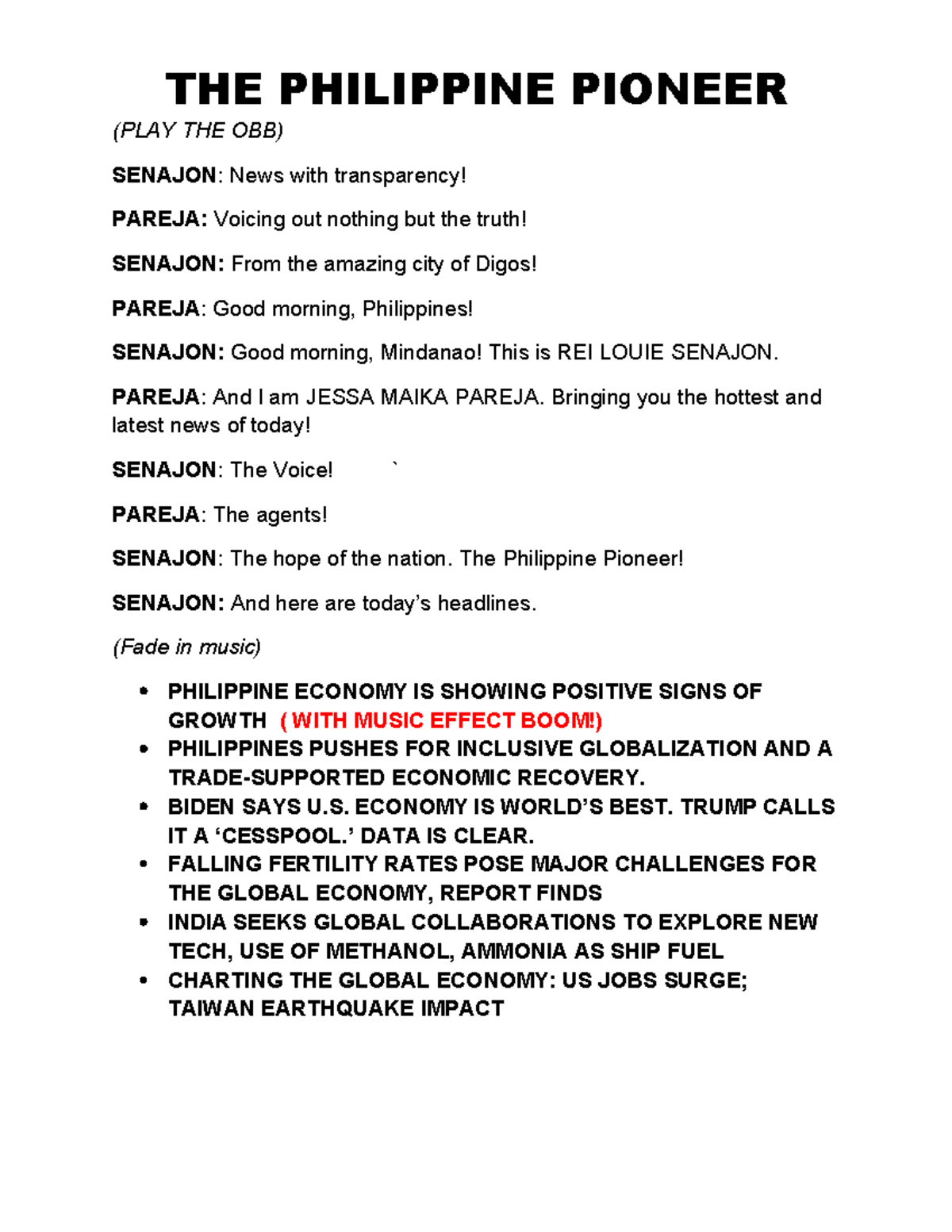 TV- Broadcasting - (PLAY THE OBB) SENAJON: News with transparency ...