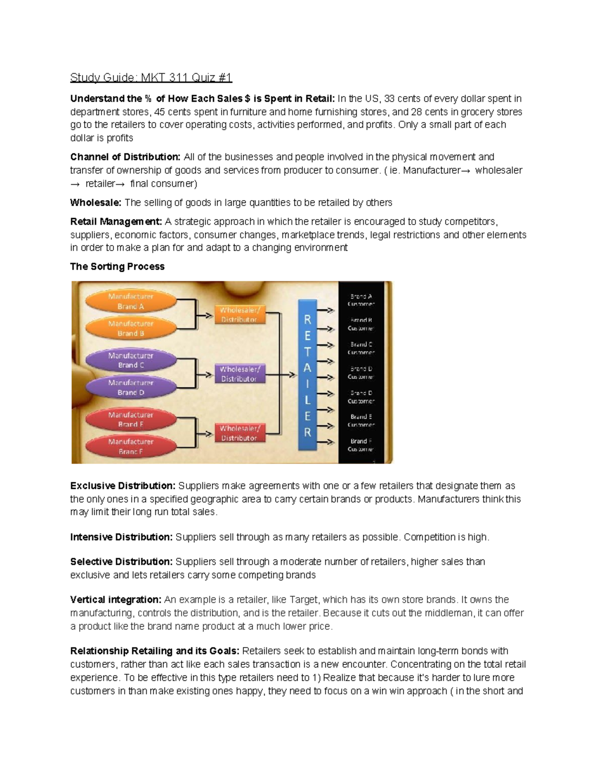 MKT 311 Study Guide Quiz #1 - Study Guide: MKT 311 Quiz Understand the ...