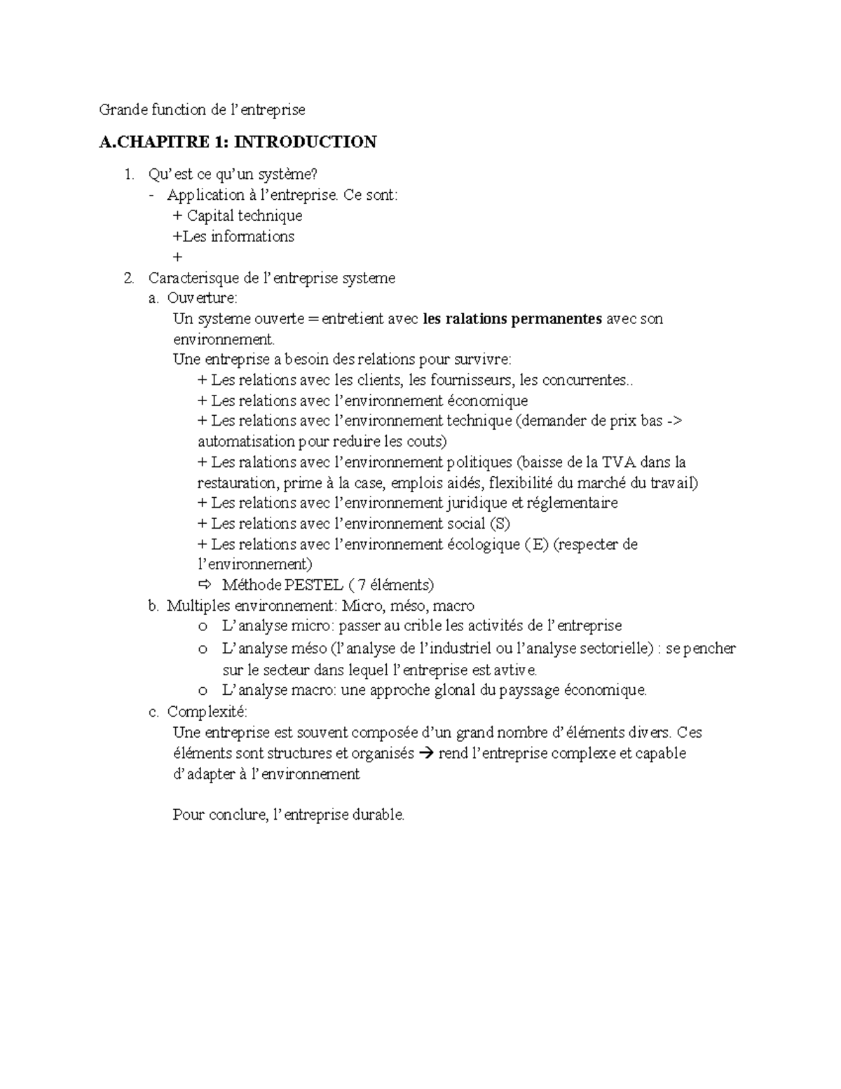 GFE Chapitre 1 Introduction - Grande function de l’entreprise A 1 ...