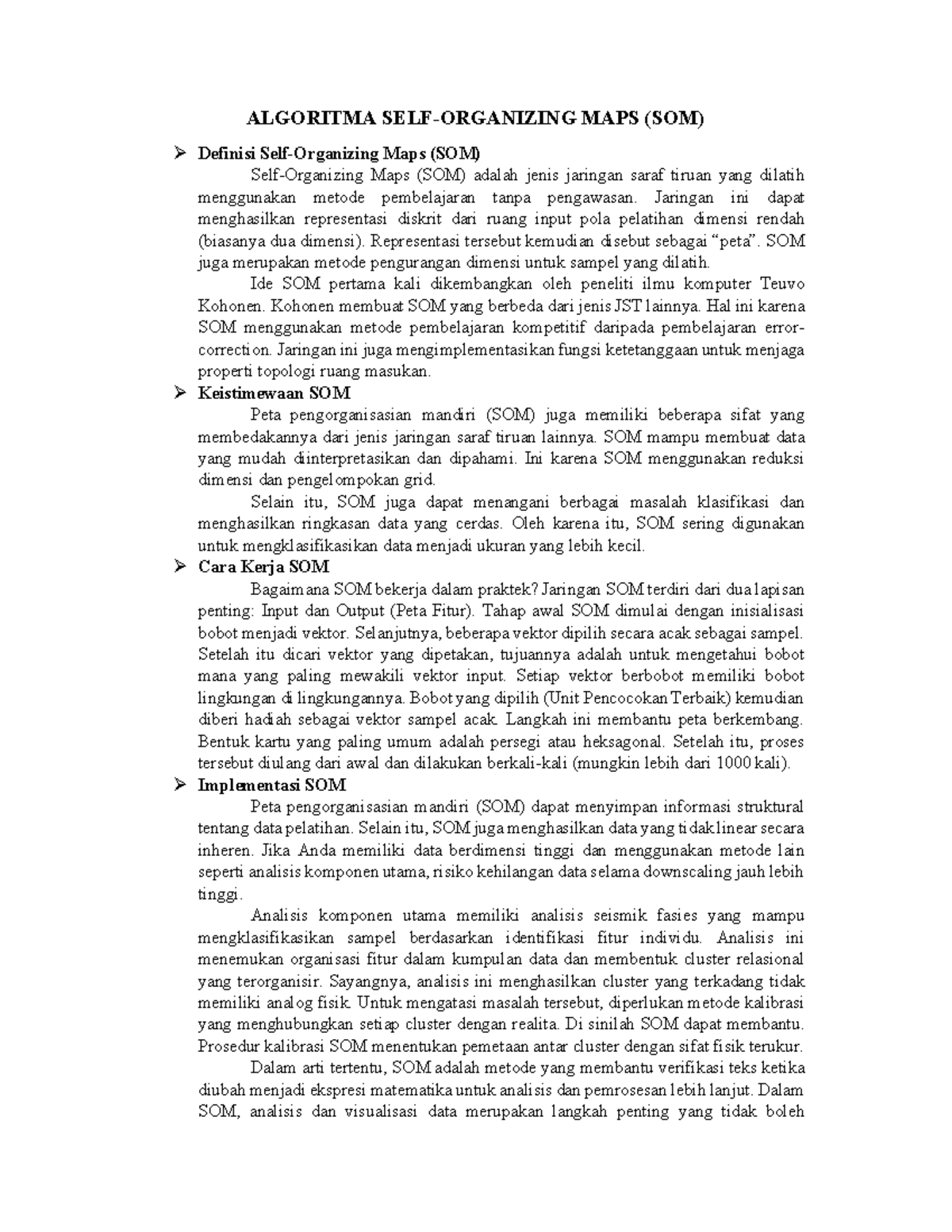 Resume Self Organizing Maps - ALGORITMA SELF-ORGANIZING MAPS (SOM ...