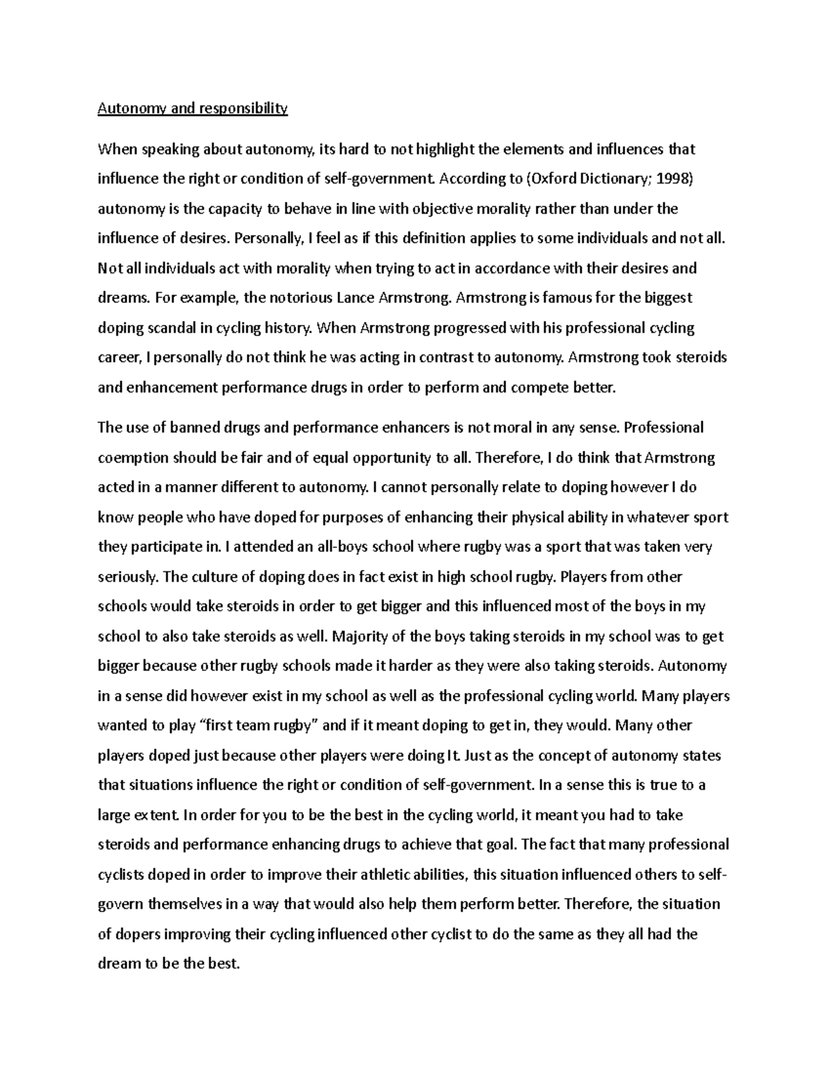 Zobom journal 3 - Autonomy and responsibility When speaking about ...