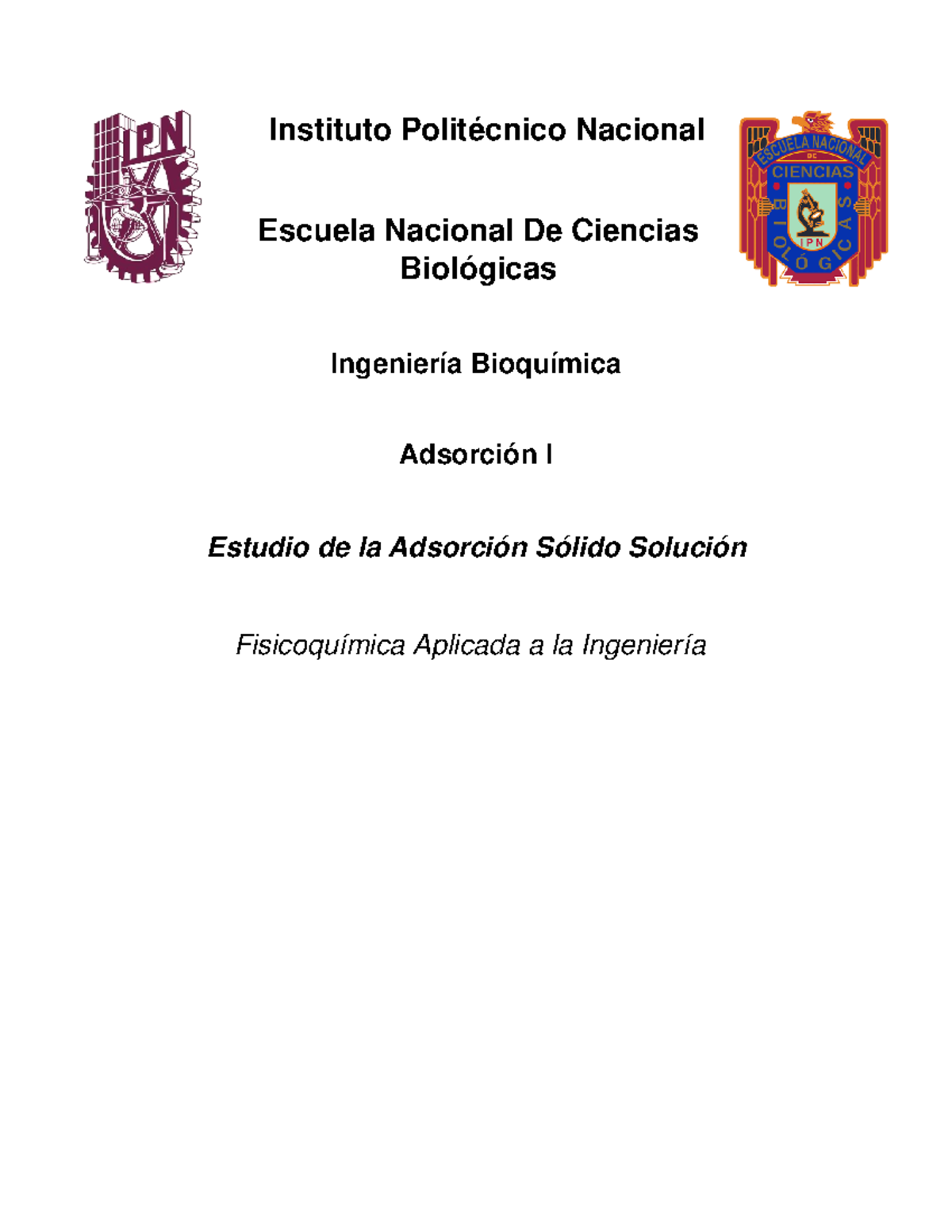 Adsorcion encb - Instituto Politécnico Nacional Escuela Nacional De ...
