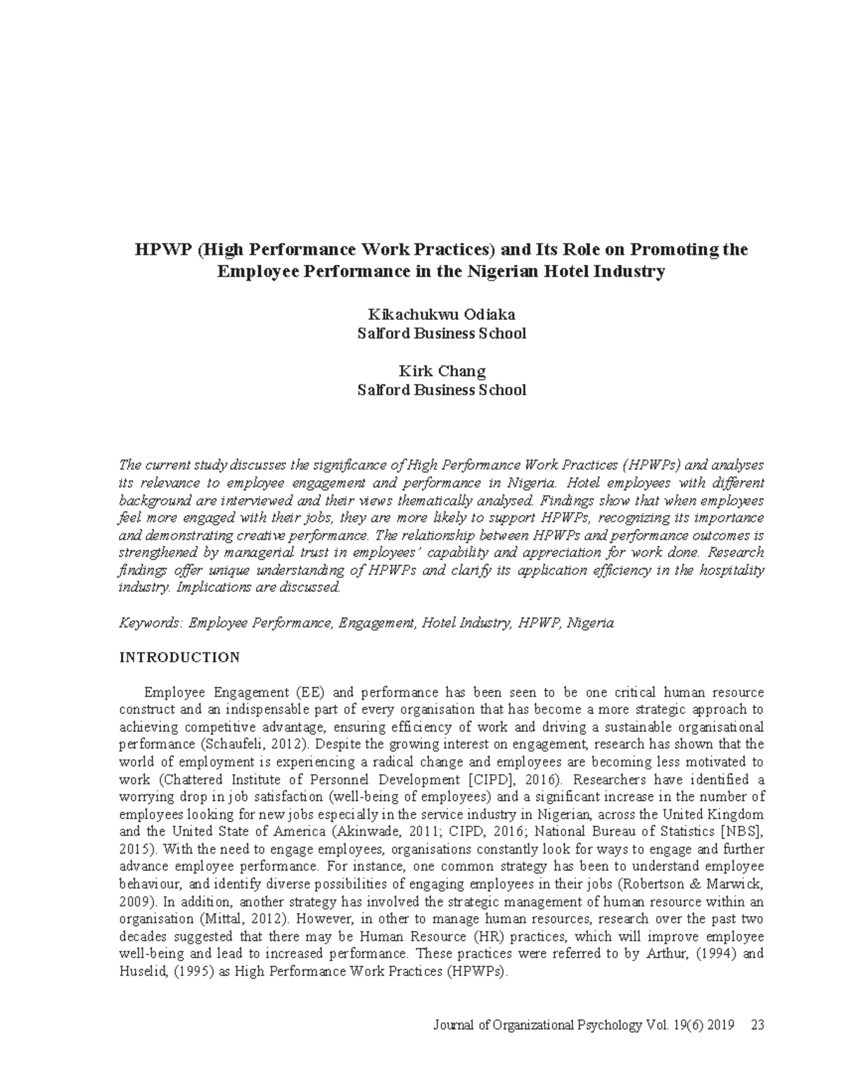 High Performance Work System in Pakistani Universities - HPWP (High ...