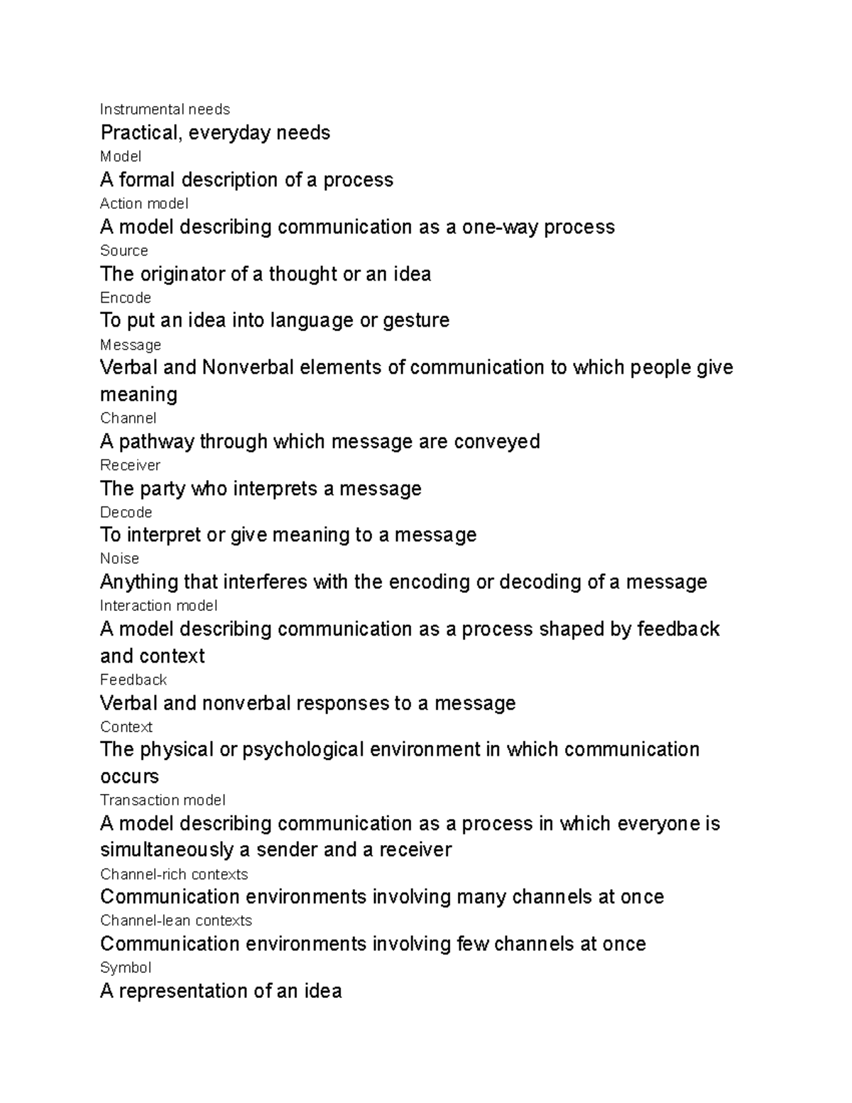 Instrumental needs - notes that I had to take for my persuasive speech ...