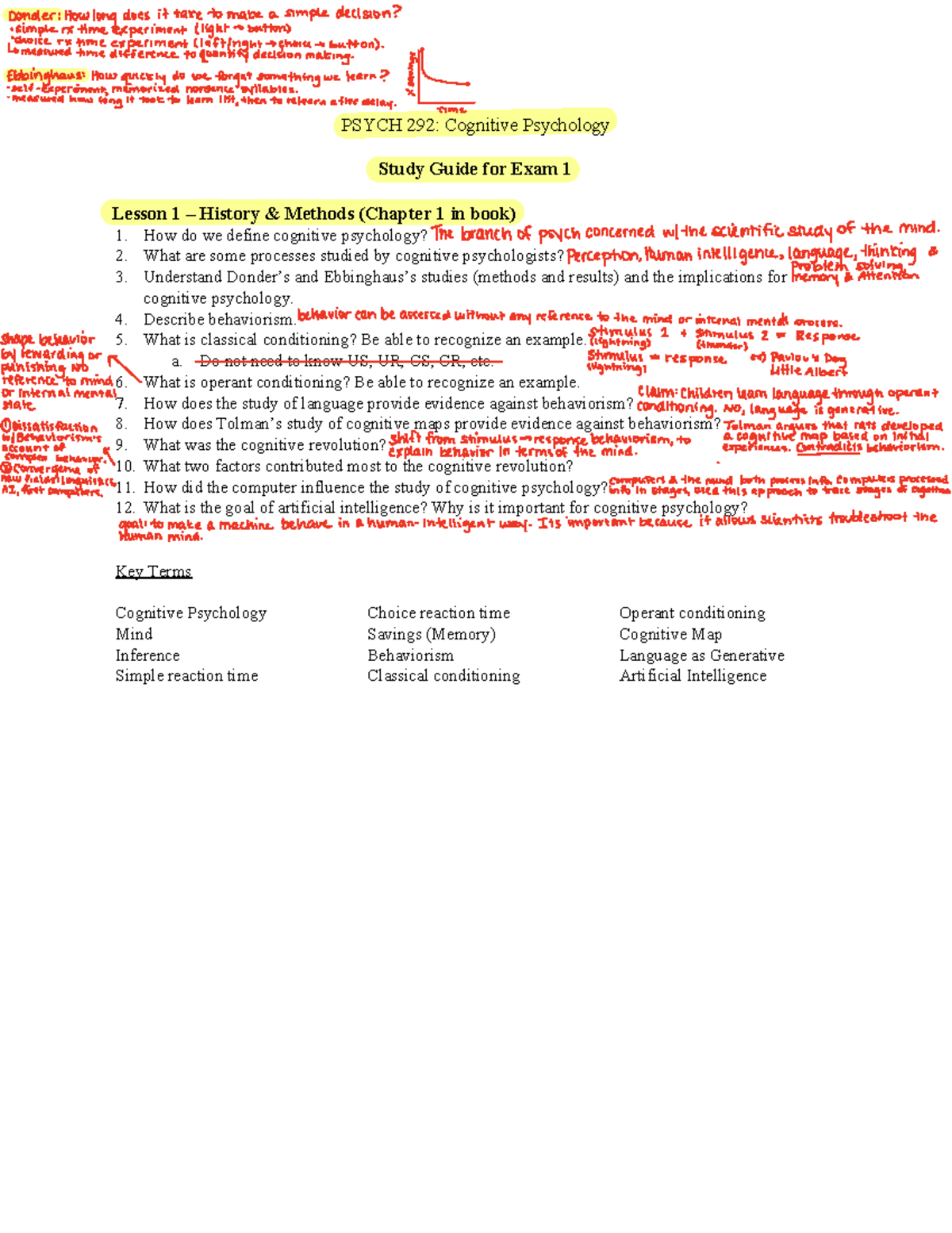 Study Guide Exam 1 - This file explains the history and methods of ...