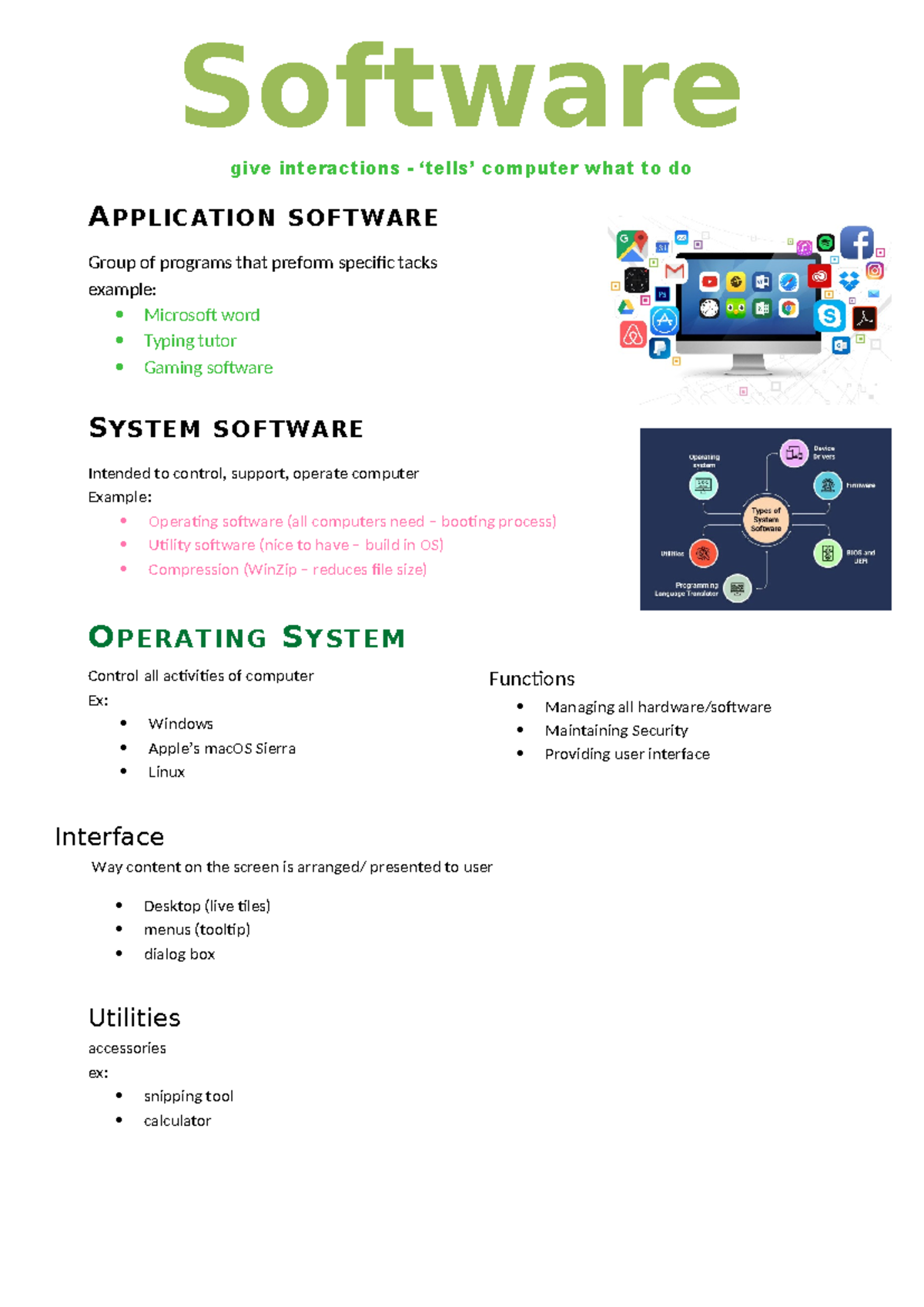 1.2 software - CAT SUMMERYS OF GRADE 10 - give interactions - ‘tells ...
