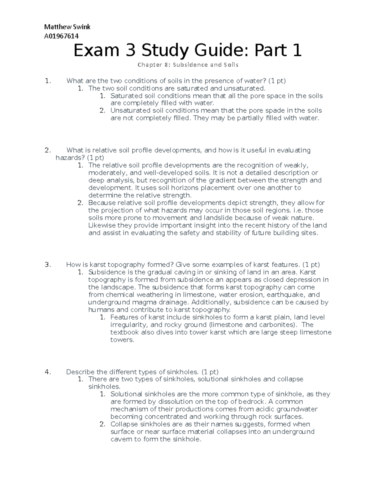 Study Guide Chapter 8 - A Exam 3 Study Guide: Part 1 Chapter 8 ...