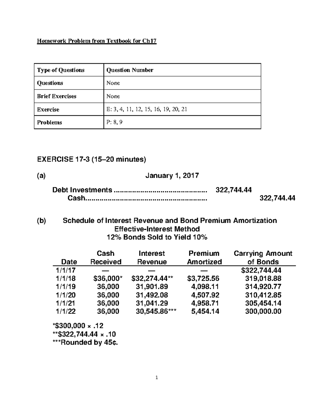 Ch. 17 Suggested HW Problems Solution - Homework Problem from Textbook for Ch17 Type of ...