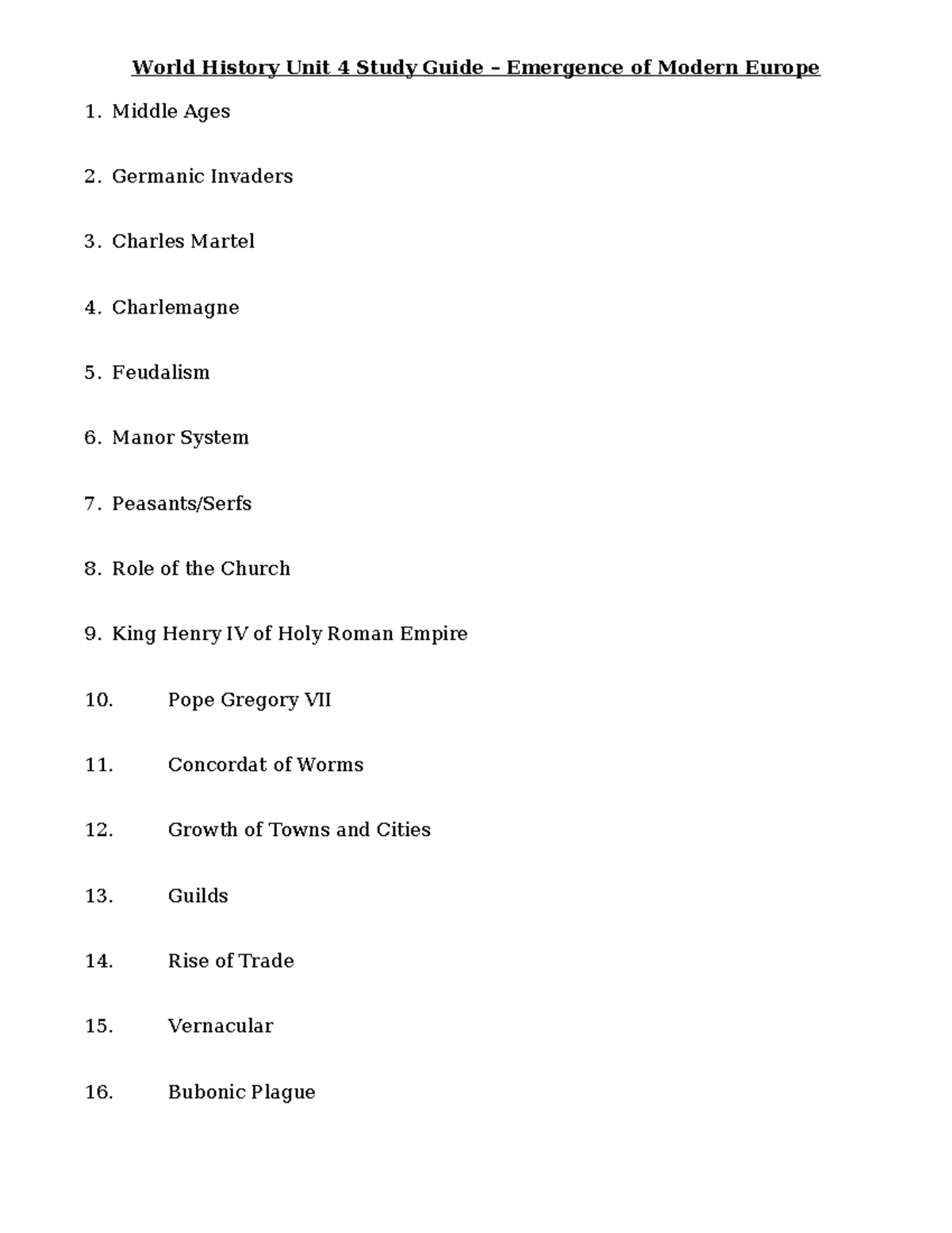 Pablo Soriano - Unit 4 Study Guide - World History Unit 4 Study Guide ...