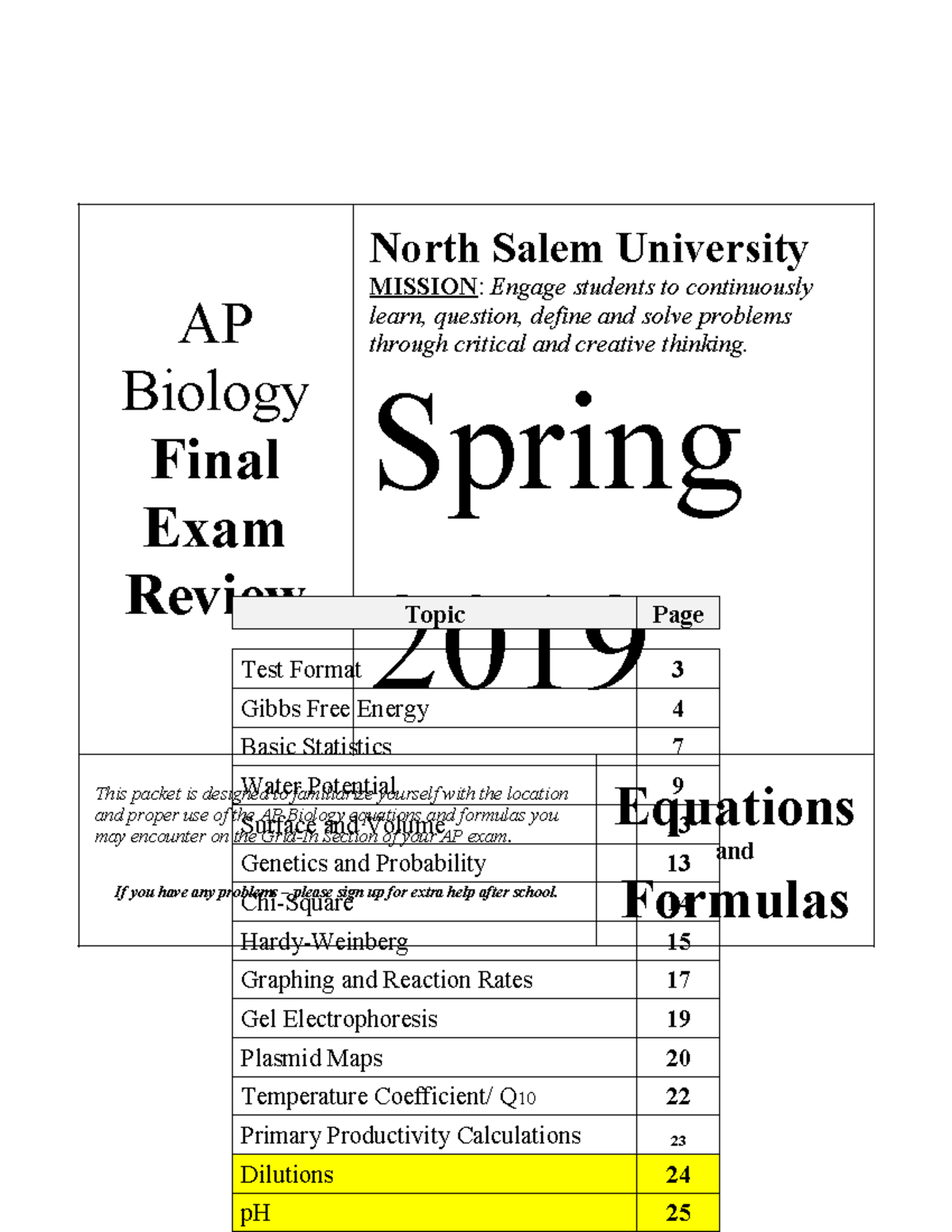 Equations and formula review 2018 - answers - AP Biology Final Exam ...