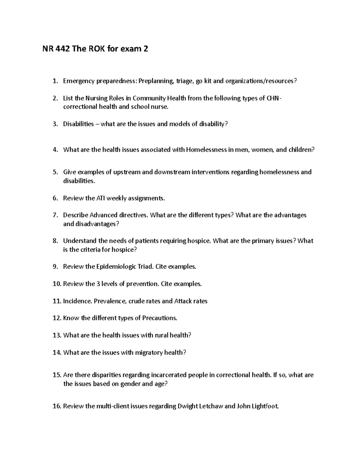 ROK from weeks 1-5 - outline from class - NR 442 The ROK for exam 2 ...